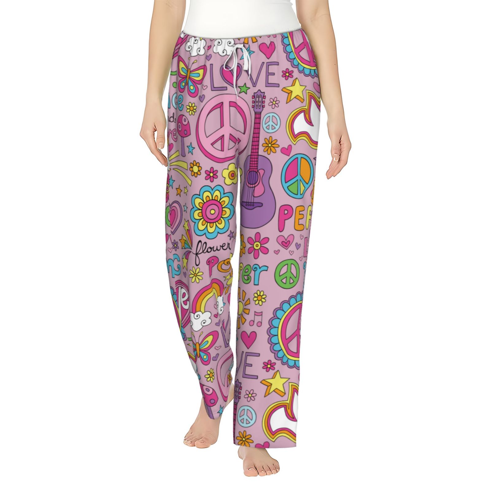 Daiia Peace Love and Dove Flower Power Women's Sleep Pant with Pockets ...