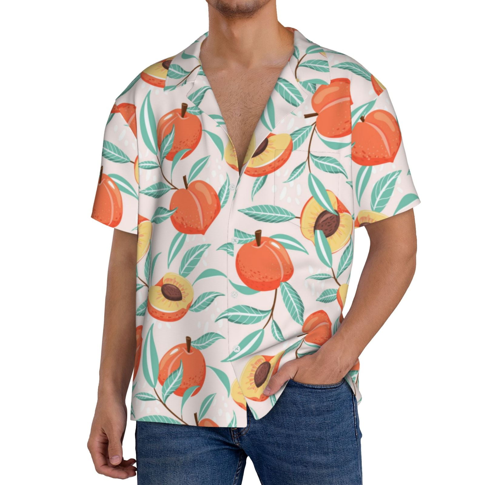 Daiia Peach Men's Linen Shirts Short Sleeve Casual Shirts Button Down ...