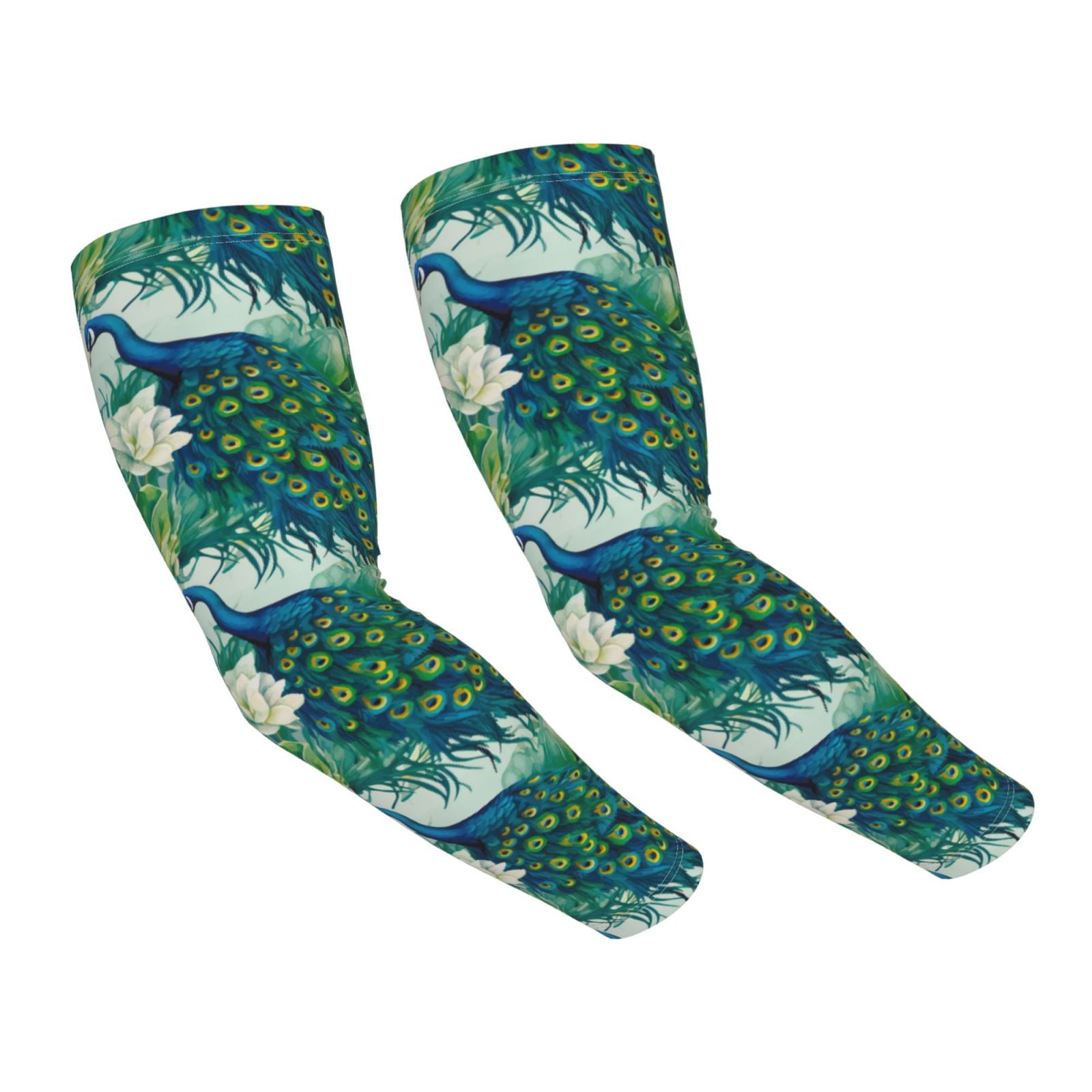 Daiia Peacock And Flowers UV Sun Protection Arm Sleeves - Cooling ...