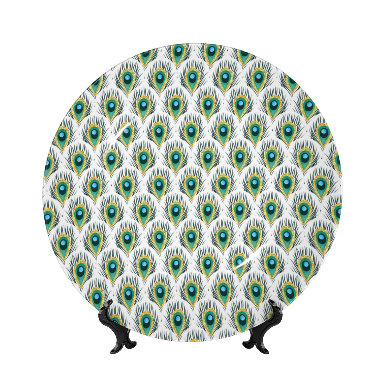 Daiia Peacock Feathers1 Printed Pattern Ceramic Plate Dinner Plates ...