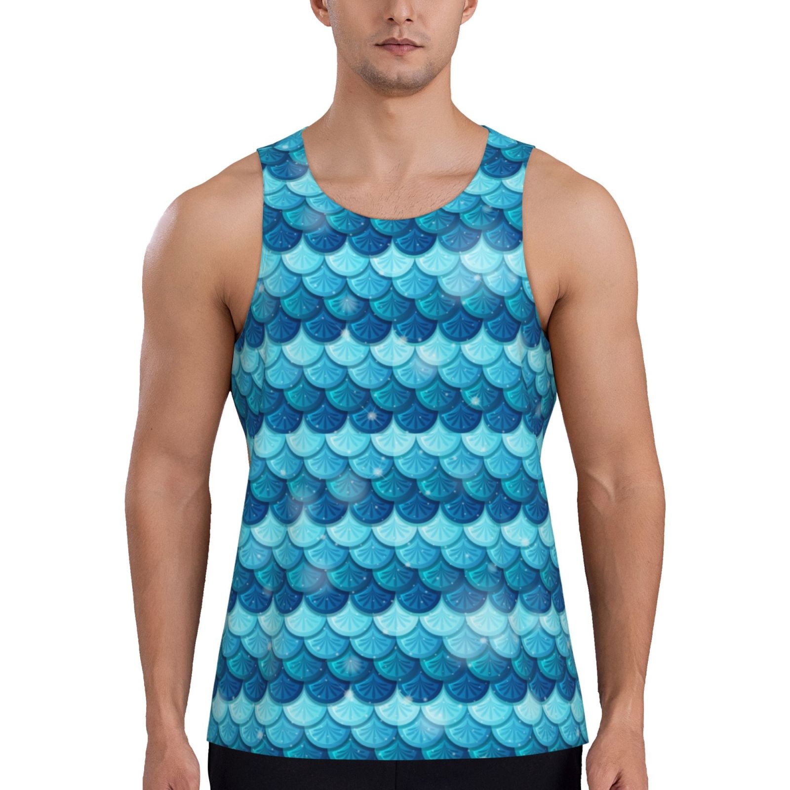 Daiia Pearlescent Scales Printed Men's Quick Dry Fit Muscle Tank Top ...