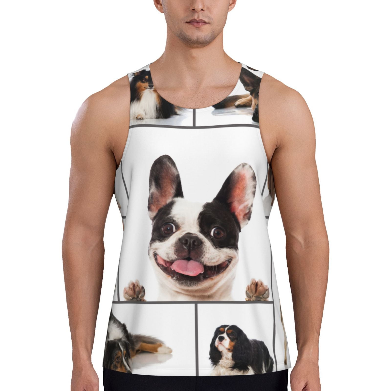 Daiia Pedigree dogs collage Printed Men's Quick Dry Fit Muscle Tank Top ...