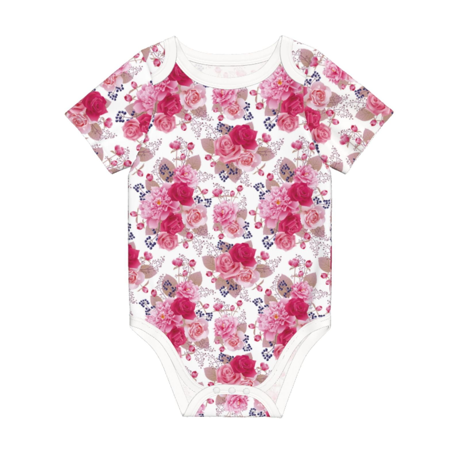 Daiia Peonies And Roses Printed Unisex-Baby Short Sleeve Onesies ...