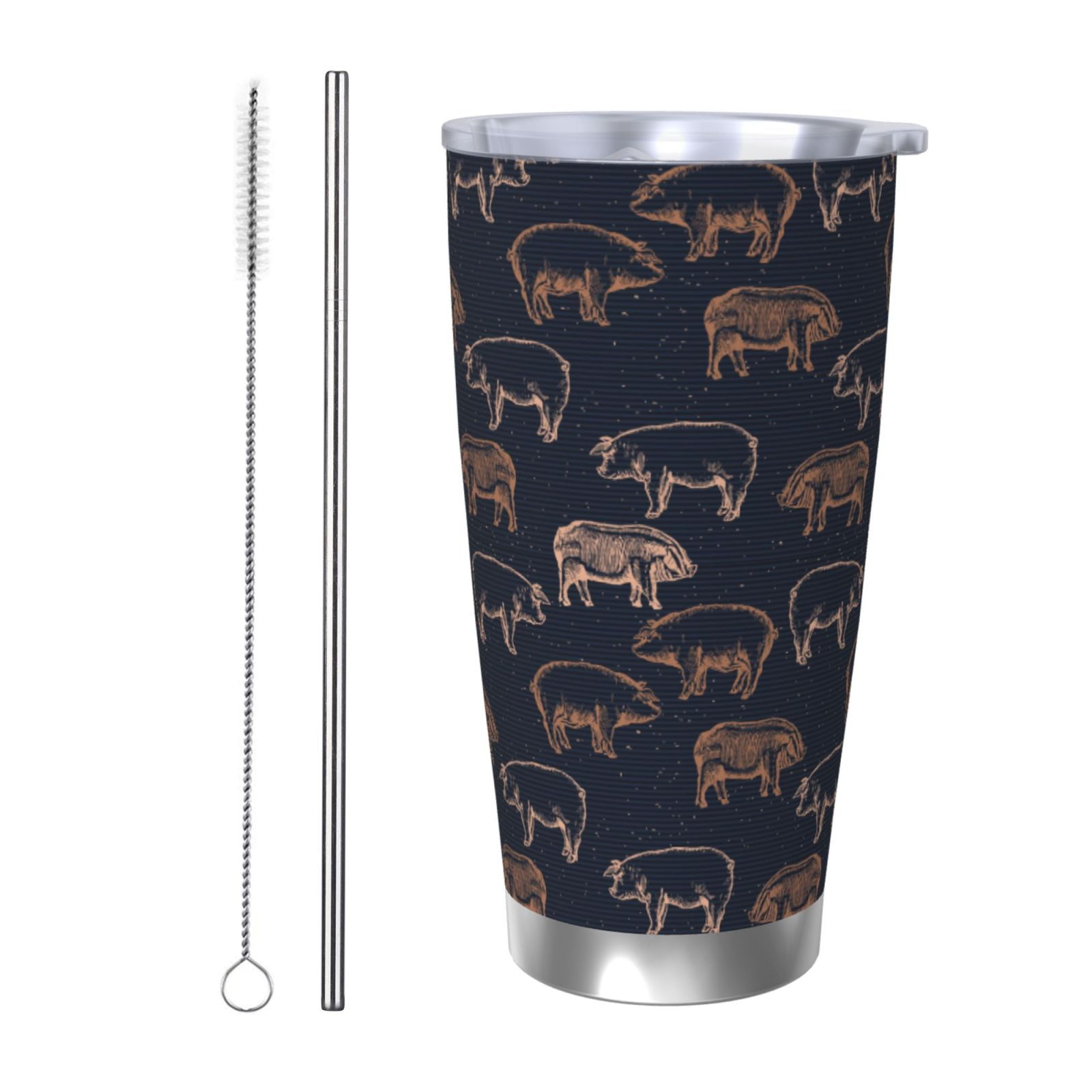 Daiia Pig Farm Printed 20oz Insulated Coffee Cup with Straw Topper ...