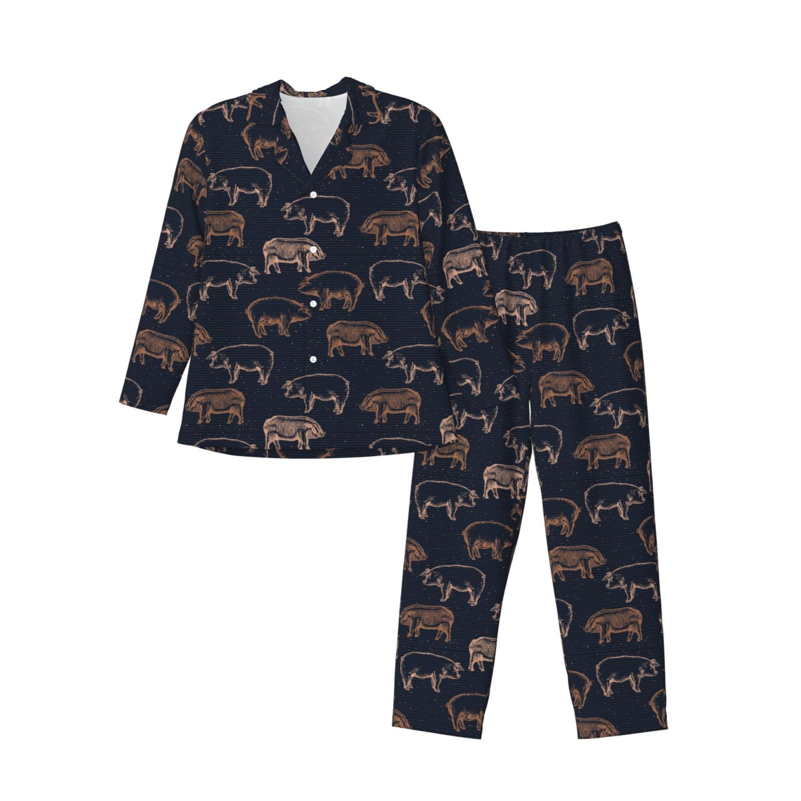 Daiia Pig Farm for Men's Long-Sleeved Pajama Set – Soft & Comfortable ...