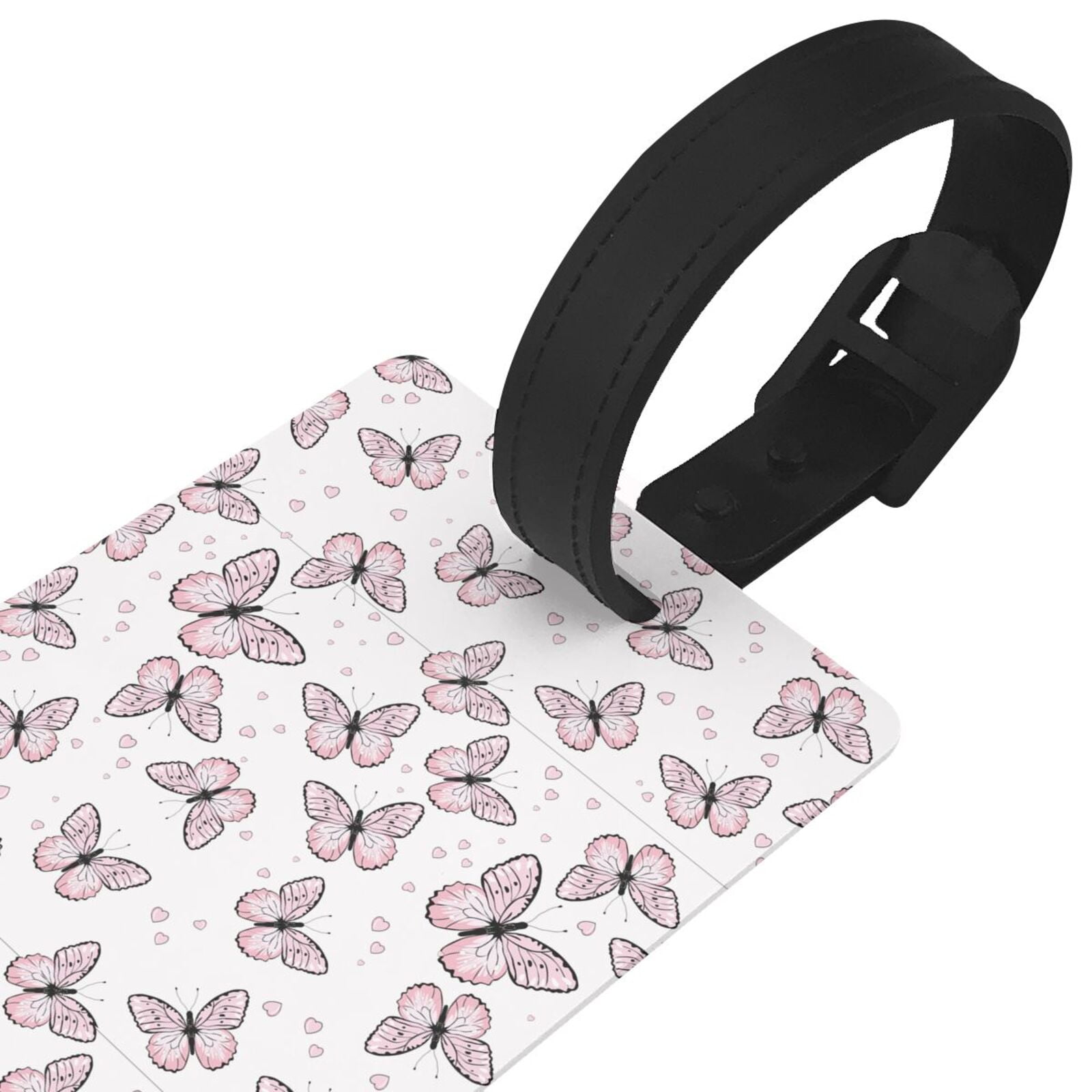 Daiia Pink Butterflies (2) Durable Luggage Tags with Secure Strap ...