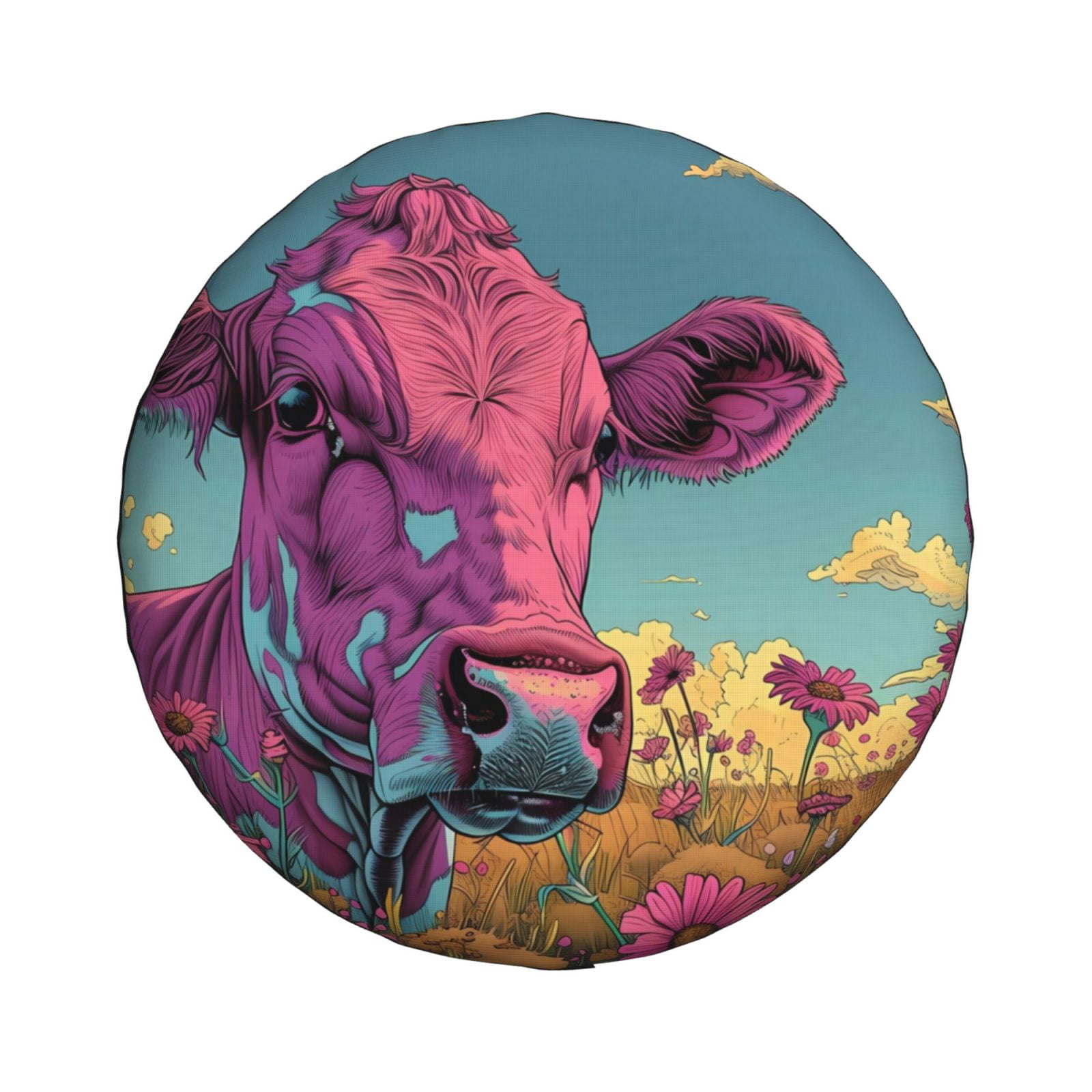 Daiia Pink Cow In Sunflower Field Tire Covers , Travel Trailer Camper ...
