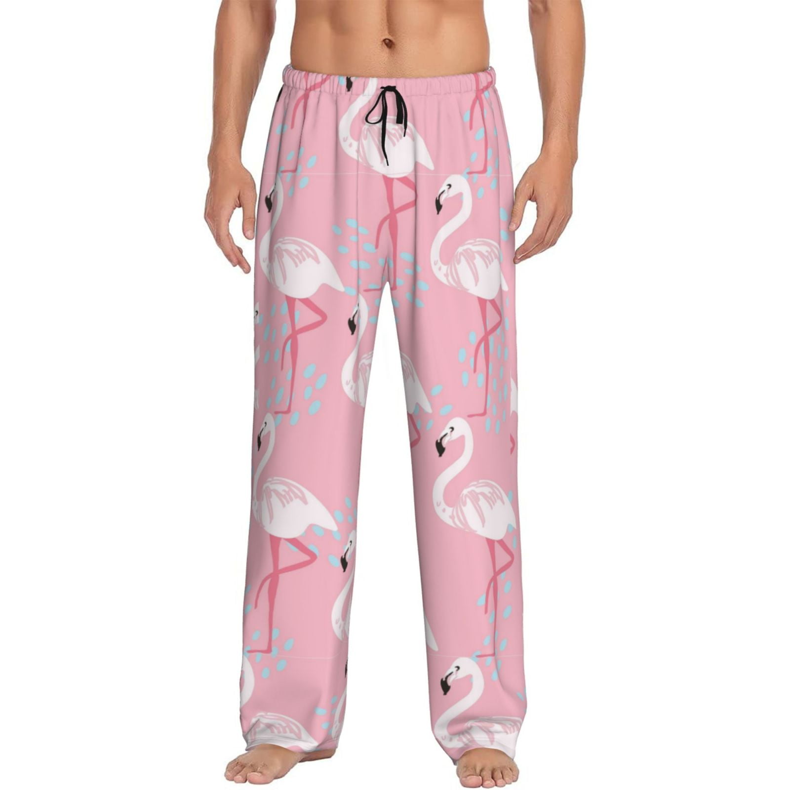Daiia Pink Flamingo Men's Sleep Pant with Pockets and Drawstring,Pajama ...