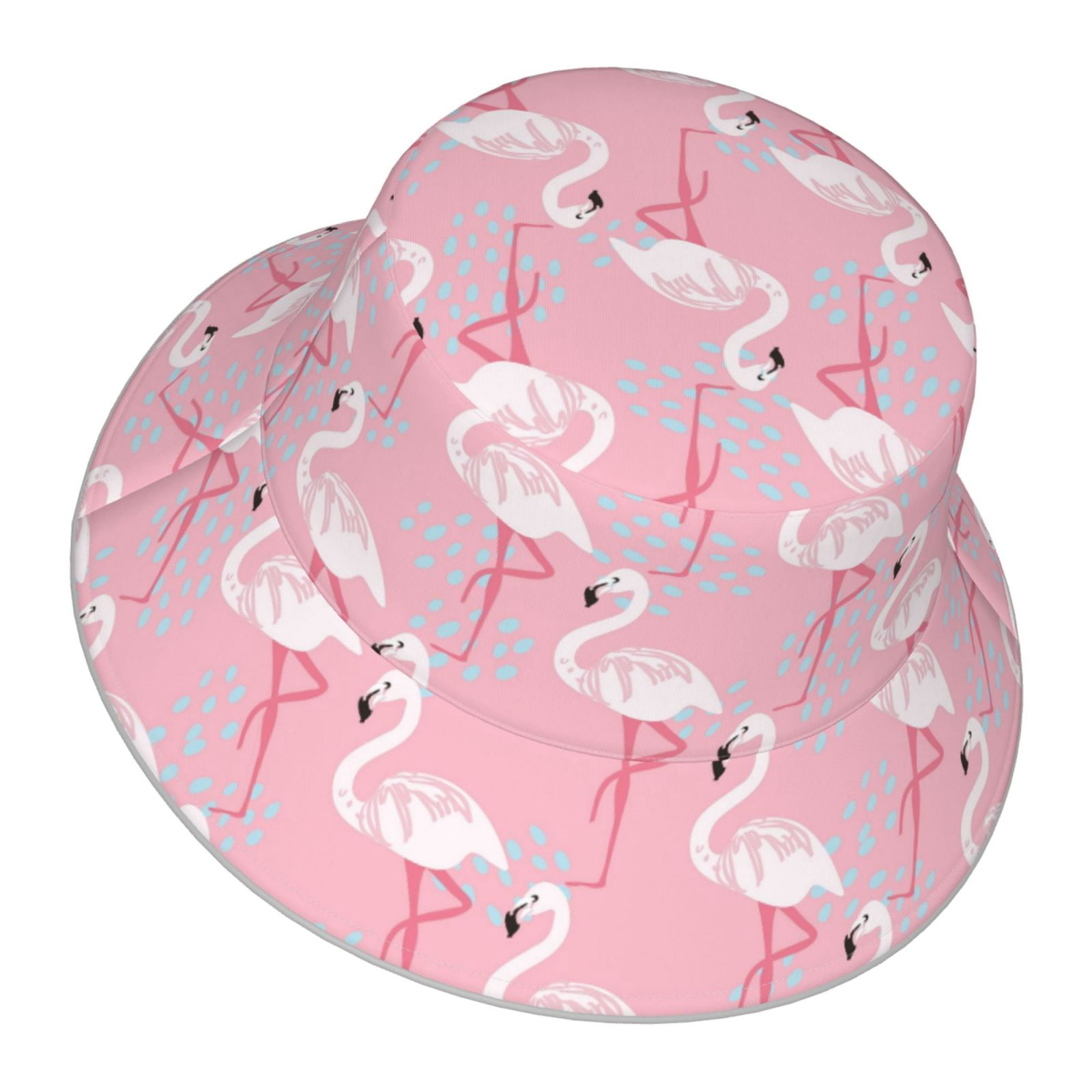 Daiia Pink Flamingo Pattern Bucket Hat - Trendy Cotton Sun Hat for ...