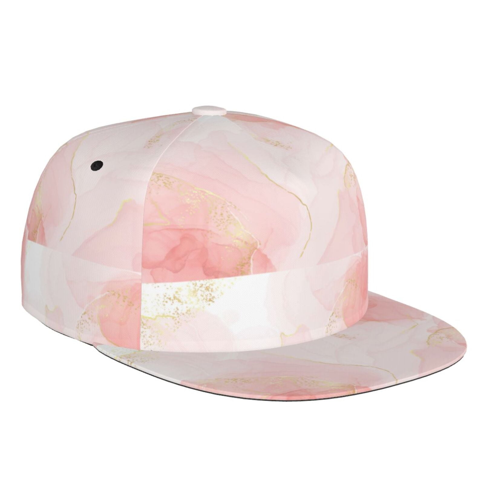 Daiia Pink Marble print Flat Bill Hats Flat Brim Trucker Cap Baseball ...