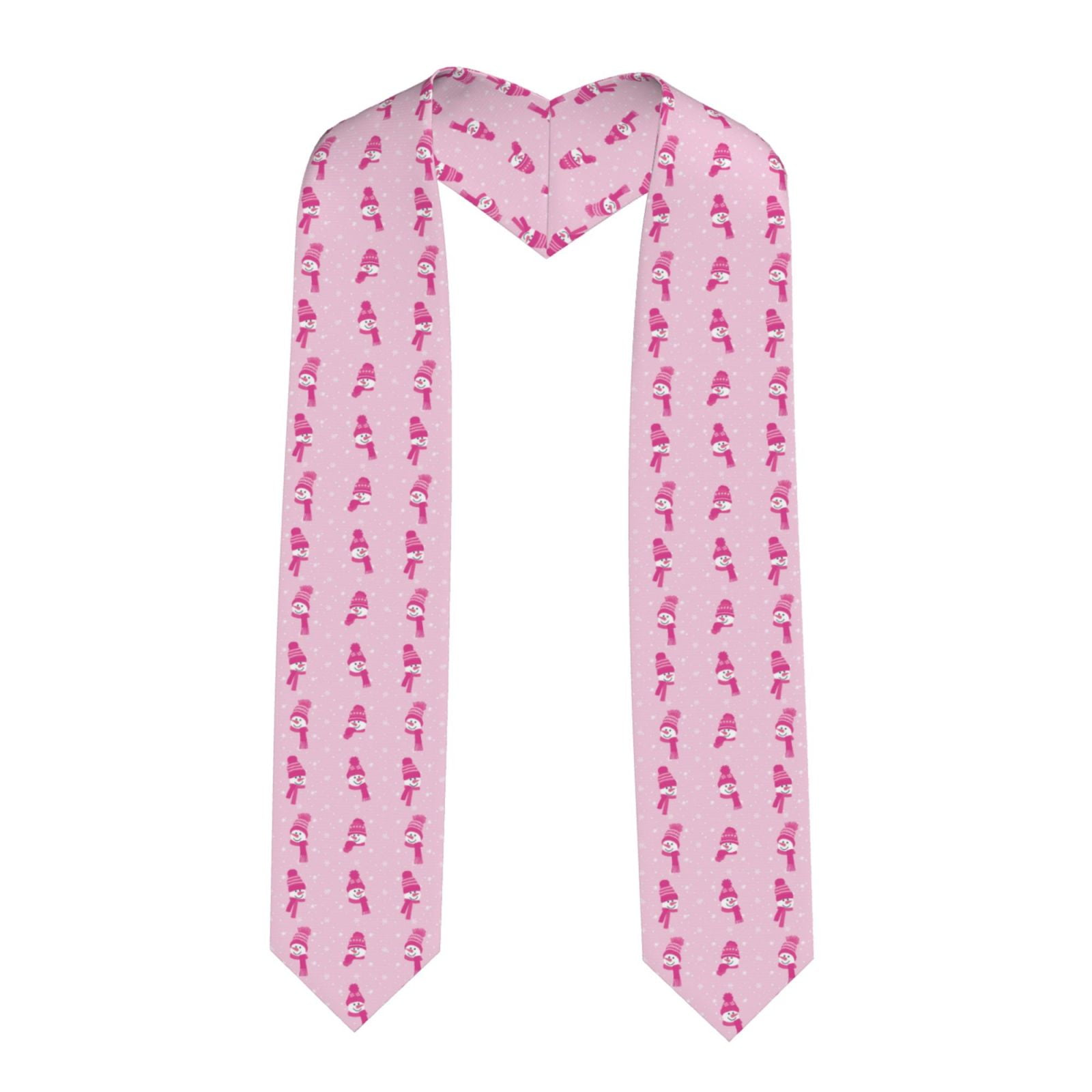 Daiia Pink Scarf Snowman Pattern Graduation Shawl Stole – Satin ...