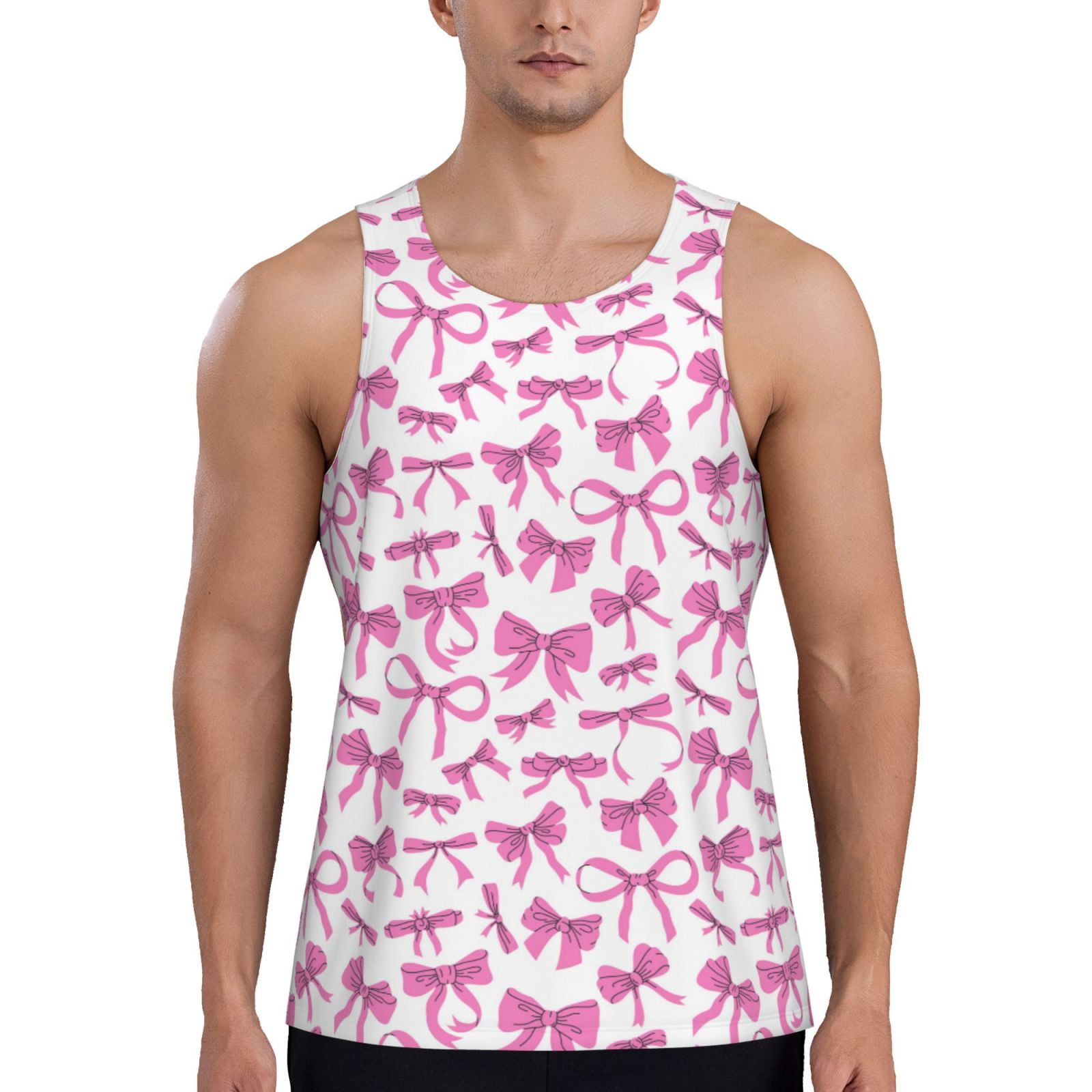 Daiia Pink bows Printed Men's Quick Dry Fit Muscle Tank Top Slim-Fit ...