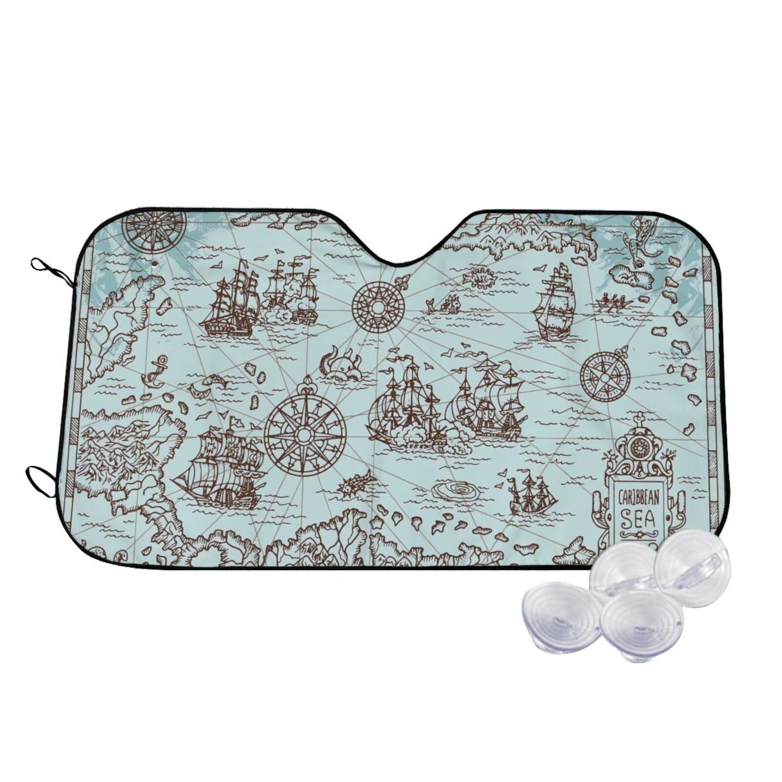 Daiia Pirate Adventure Map Windshield Sun Shade for Car SUV Truck ...