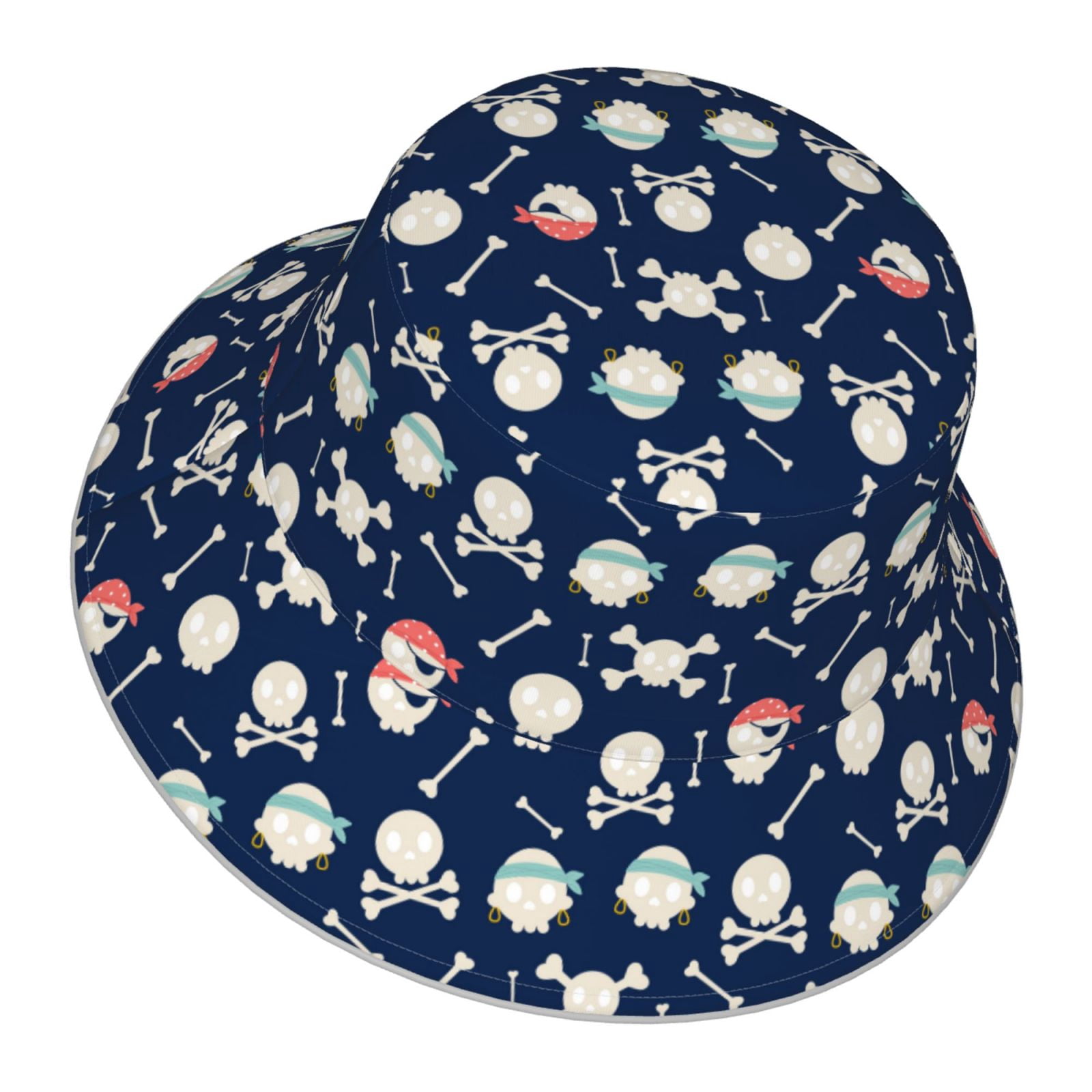 Daiia Pirate Skulls 1 Pattern Bucket Hat - Trendy Cotton Sun Hat for ...