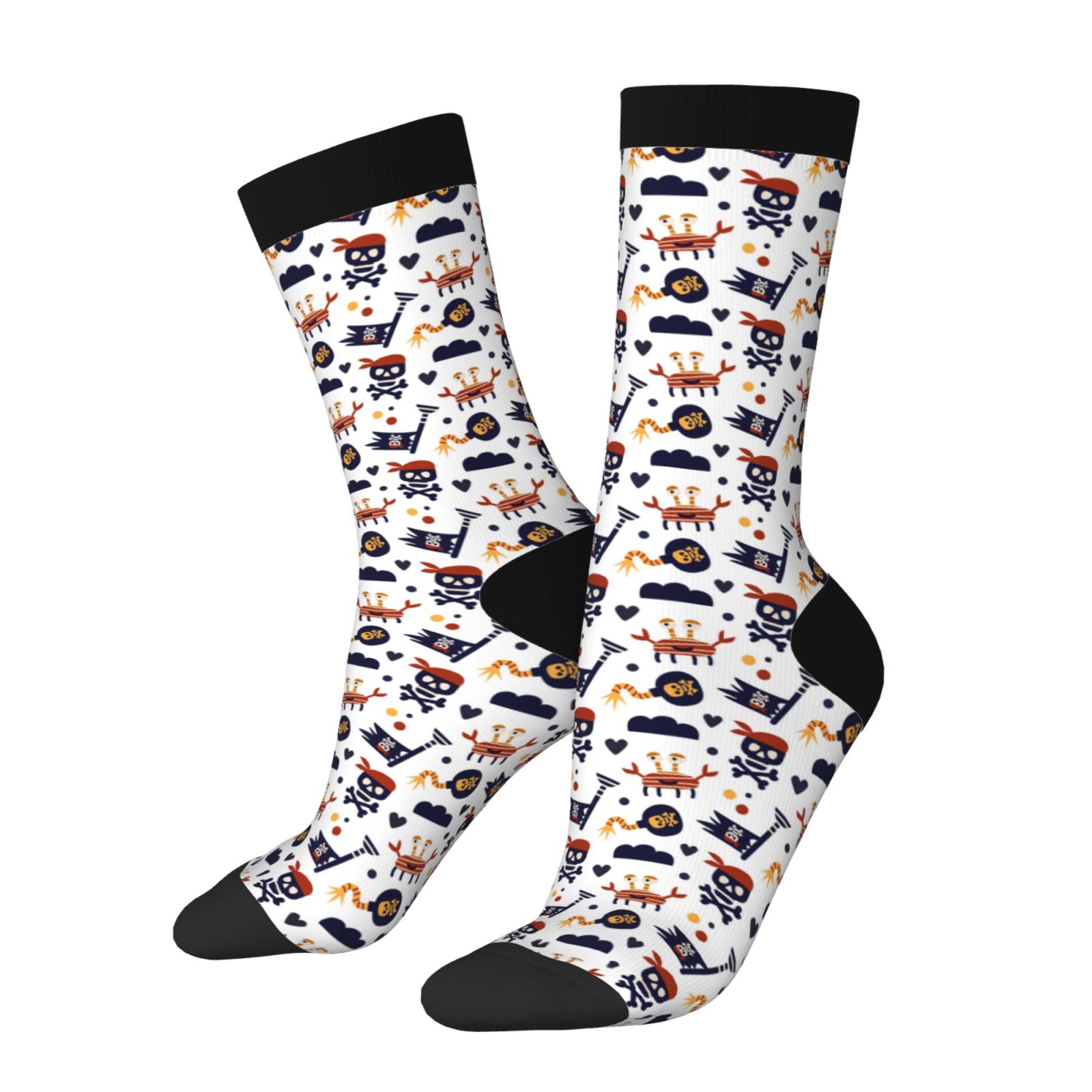 Daiia Pirate skulls Print Crew Socks – Soft Breathable Long Socks for ...