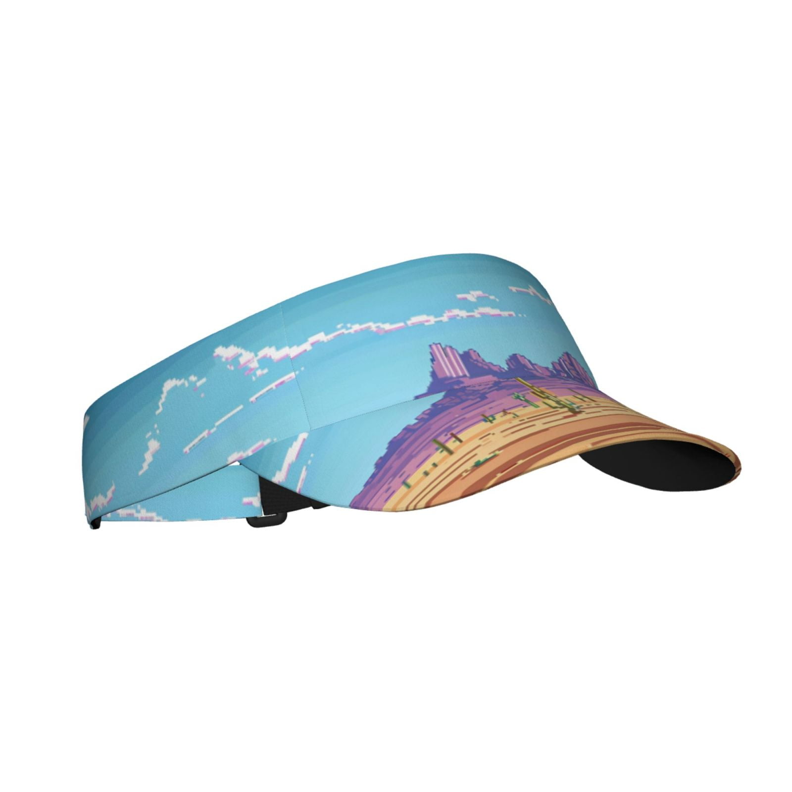Daiia Pixel Desert Landscape Pattern Sport Sun Visor Hats Visor Cap ...