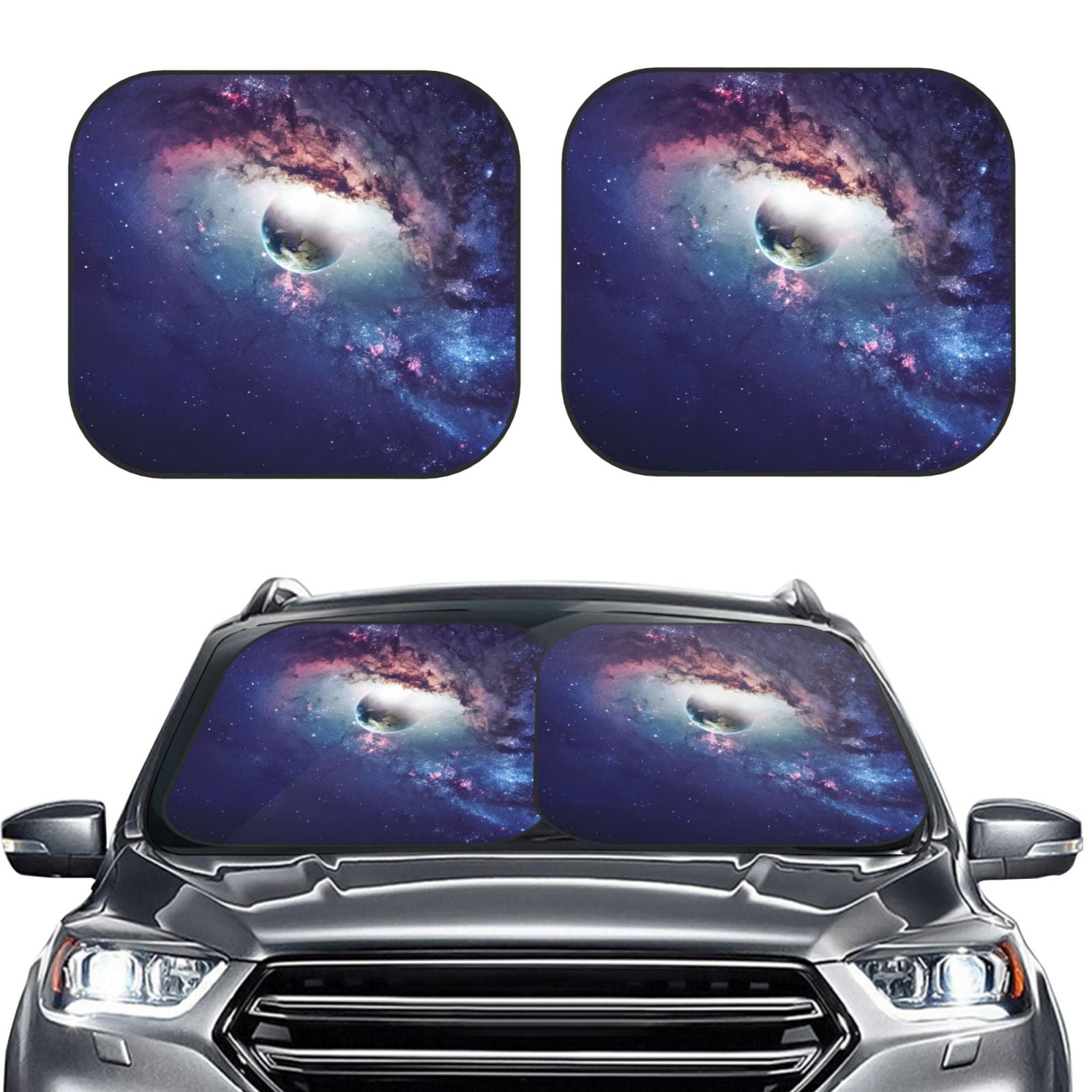 Daiia Planets Stars And Galaxies 2PCS Car Windshield Sun Shade ...