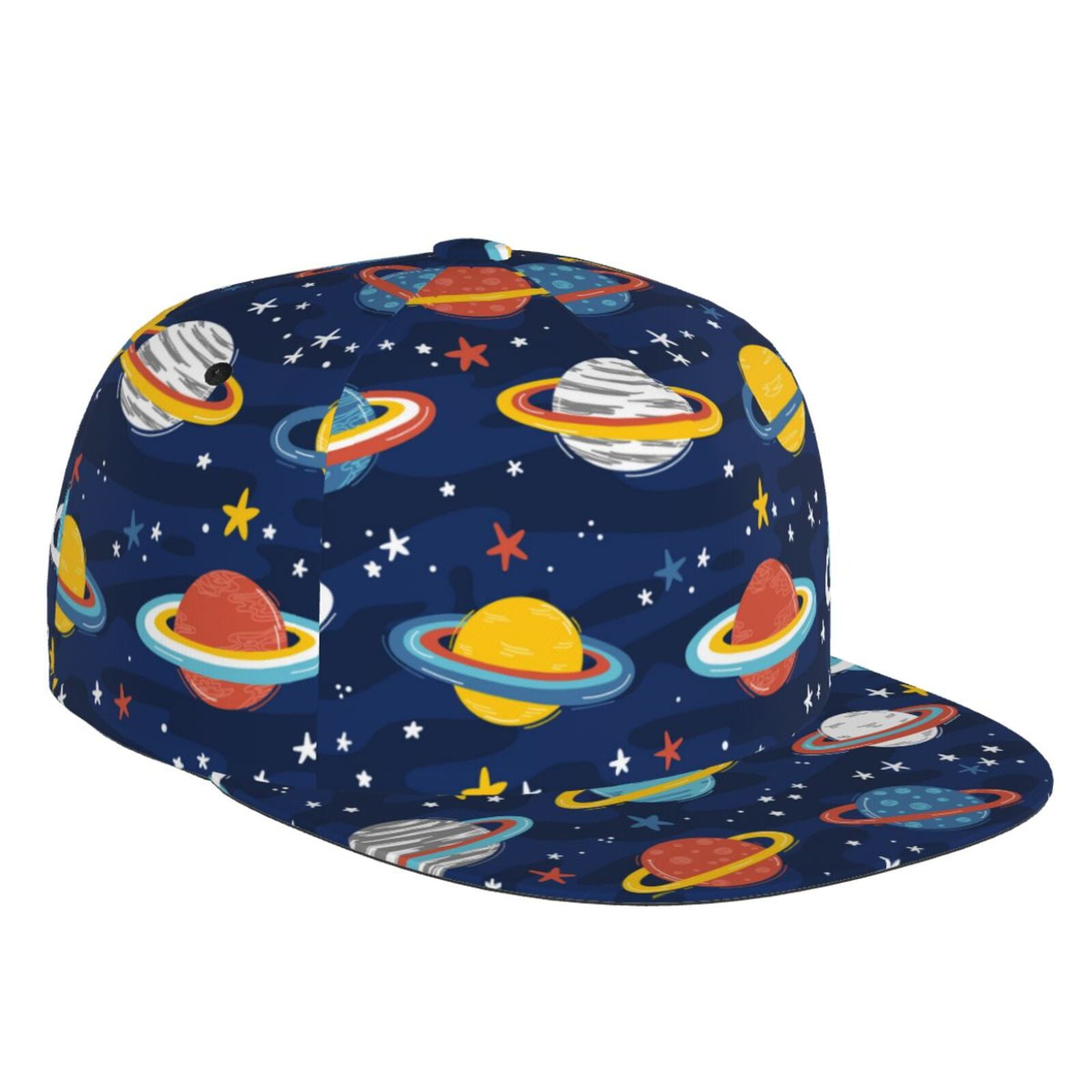 Daiia Planets and Stars print Flat Bill Hats Flat Brim Trucker Cap ...