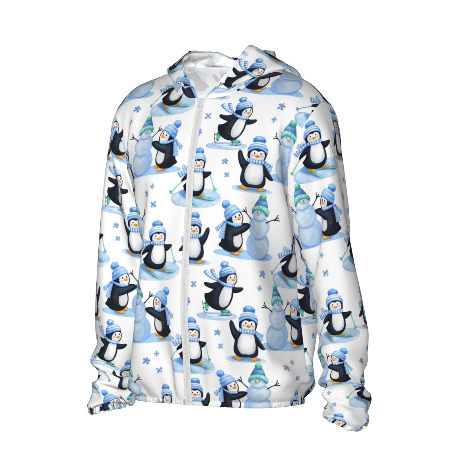 Daiia Playful Penguins and Snowmen UPF 50+ Sun Protection Hoodie Jacket ...