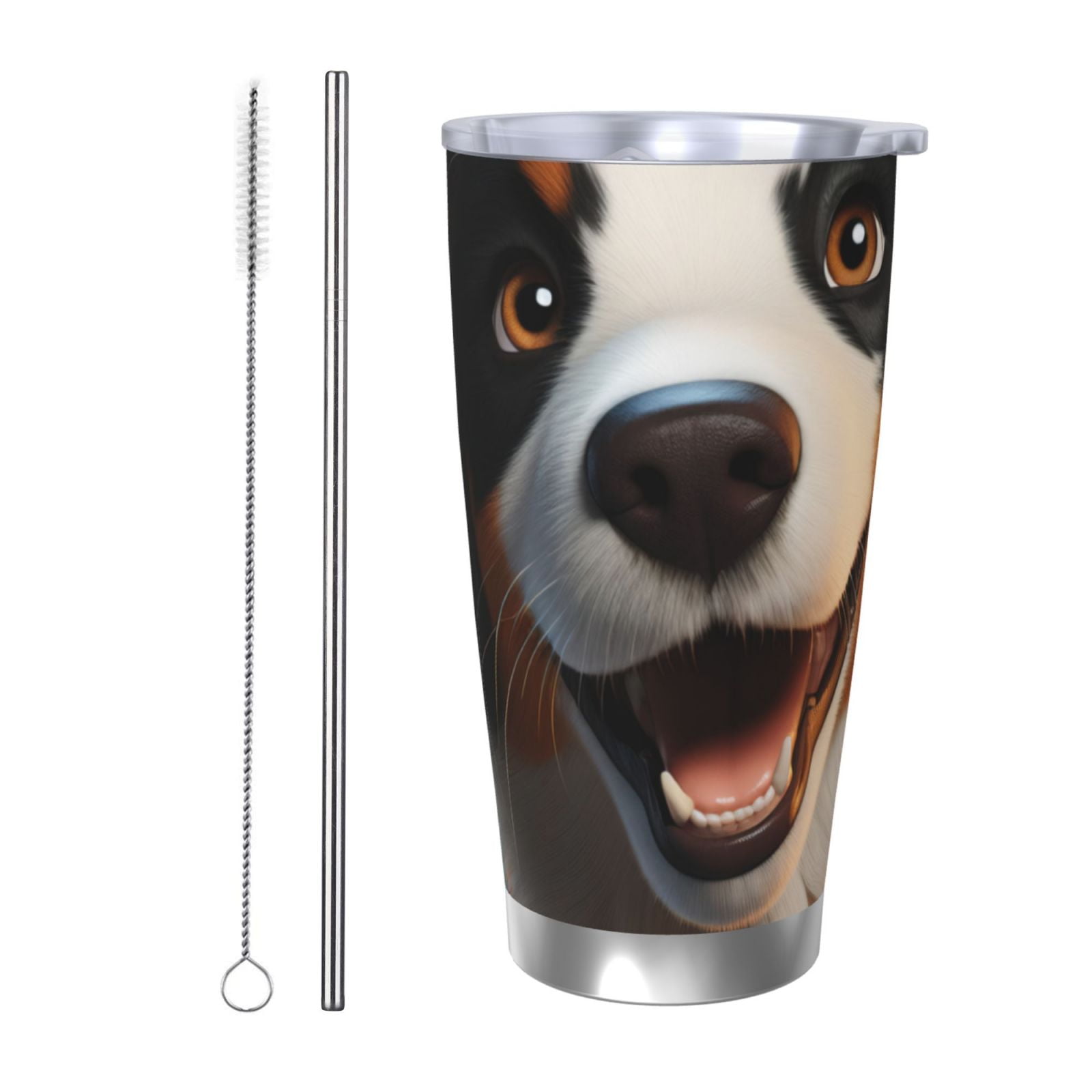 Daiia Playful Smile Cute Dog Printed 20oz Insulated Coffee Cup with ...