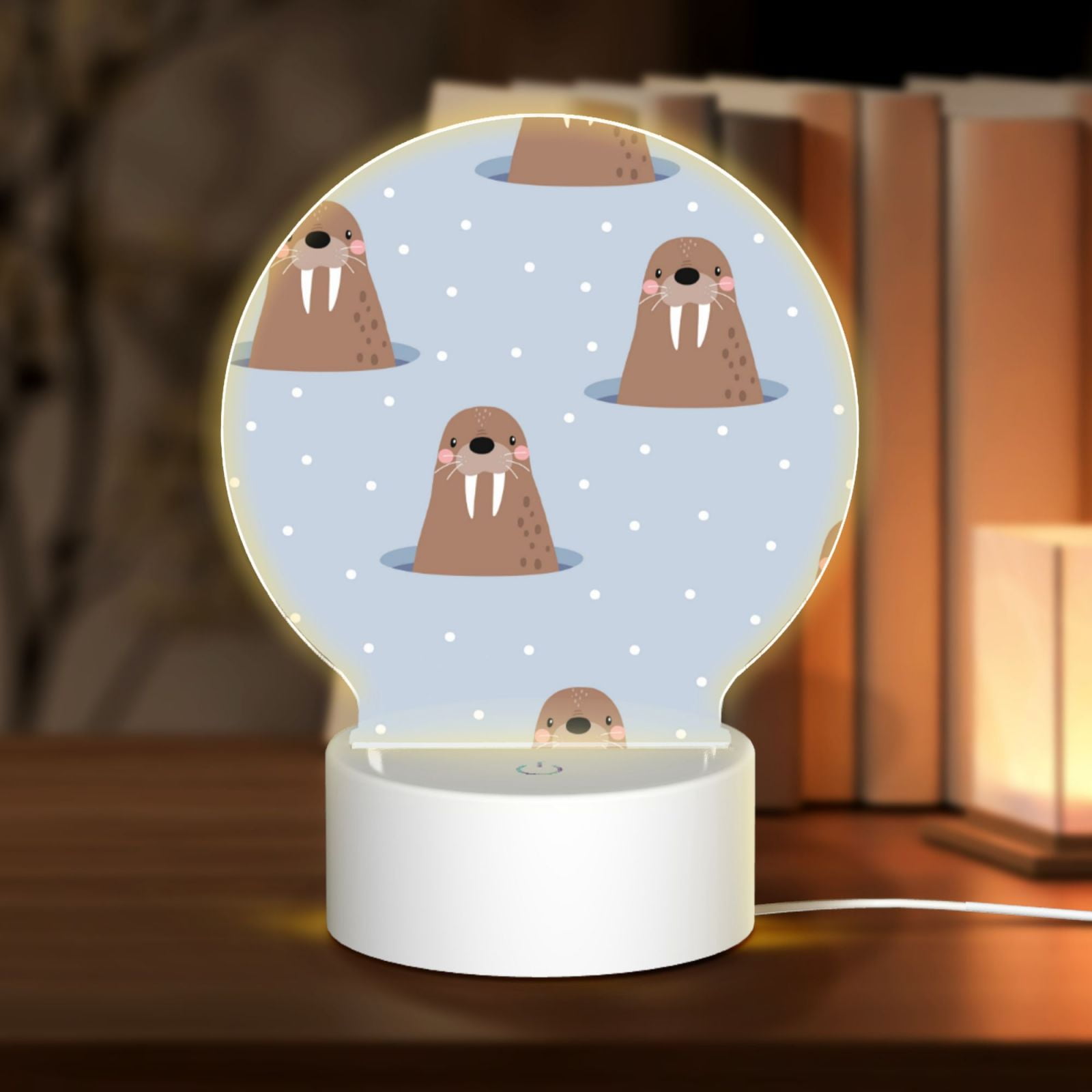 Daiia Playful Walrus Wonders Pattern Acrylic Night Light, LED Touch ...