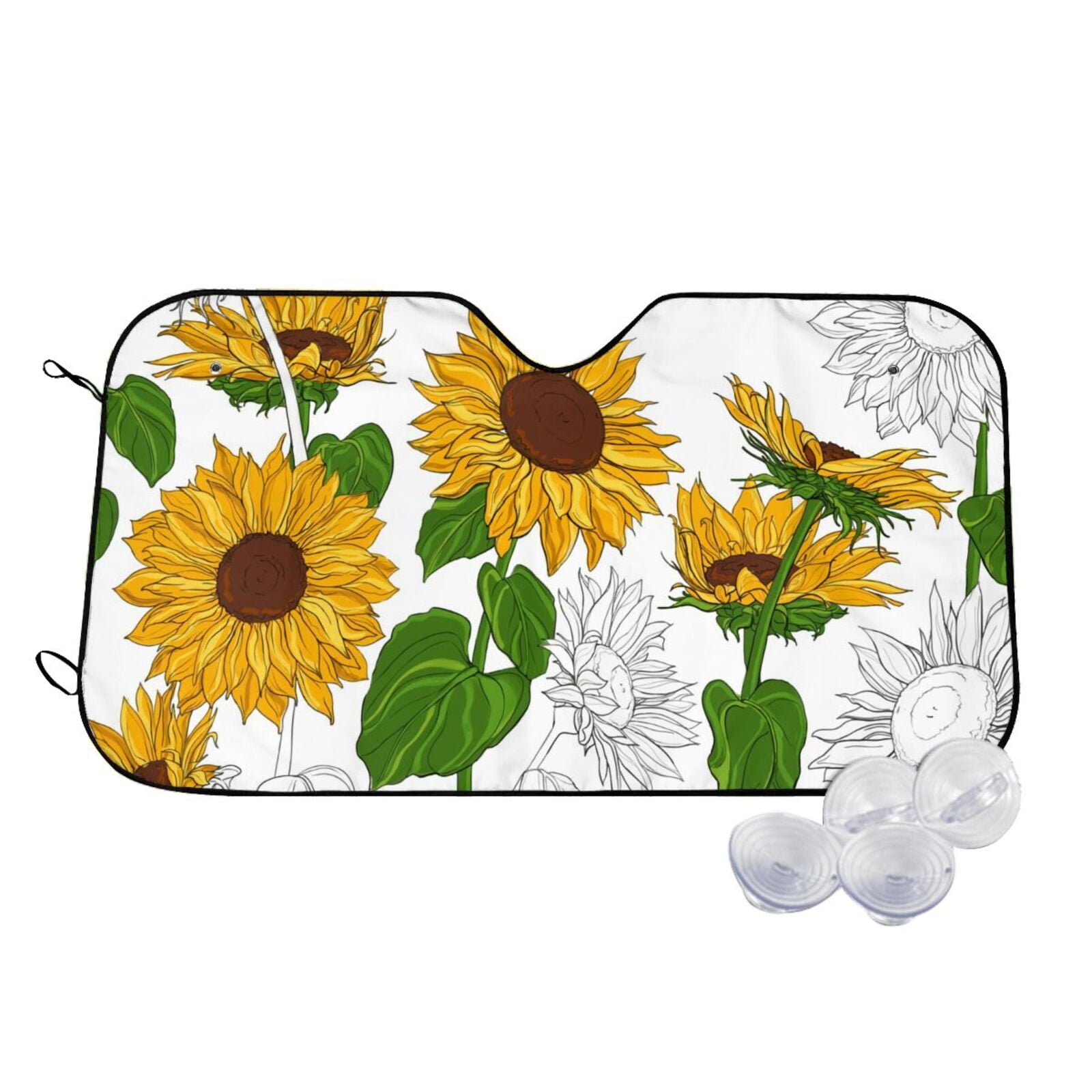 Daiia Plump Sunflower And Sketch Windshield Sun Shade for Car SUV Truck ...