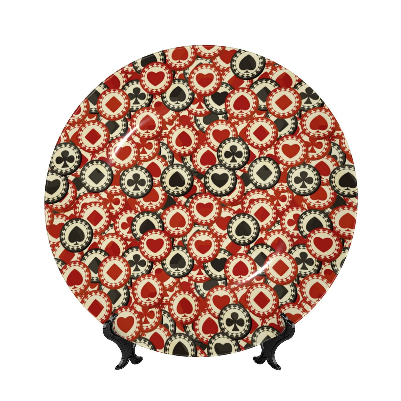 Daiia Poker Chips Printed Pattern Ceramic Plate Dinner Plates Bone ...