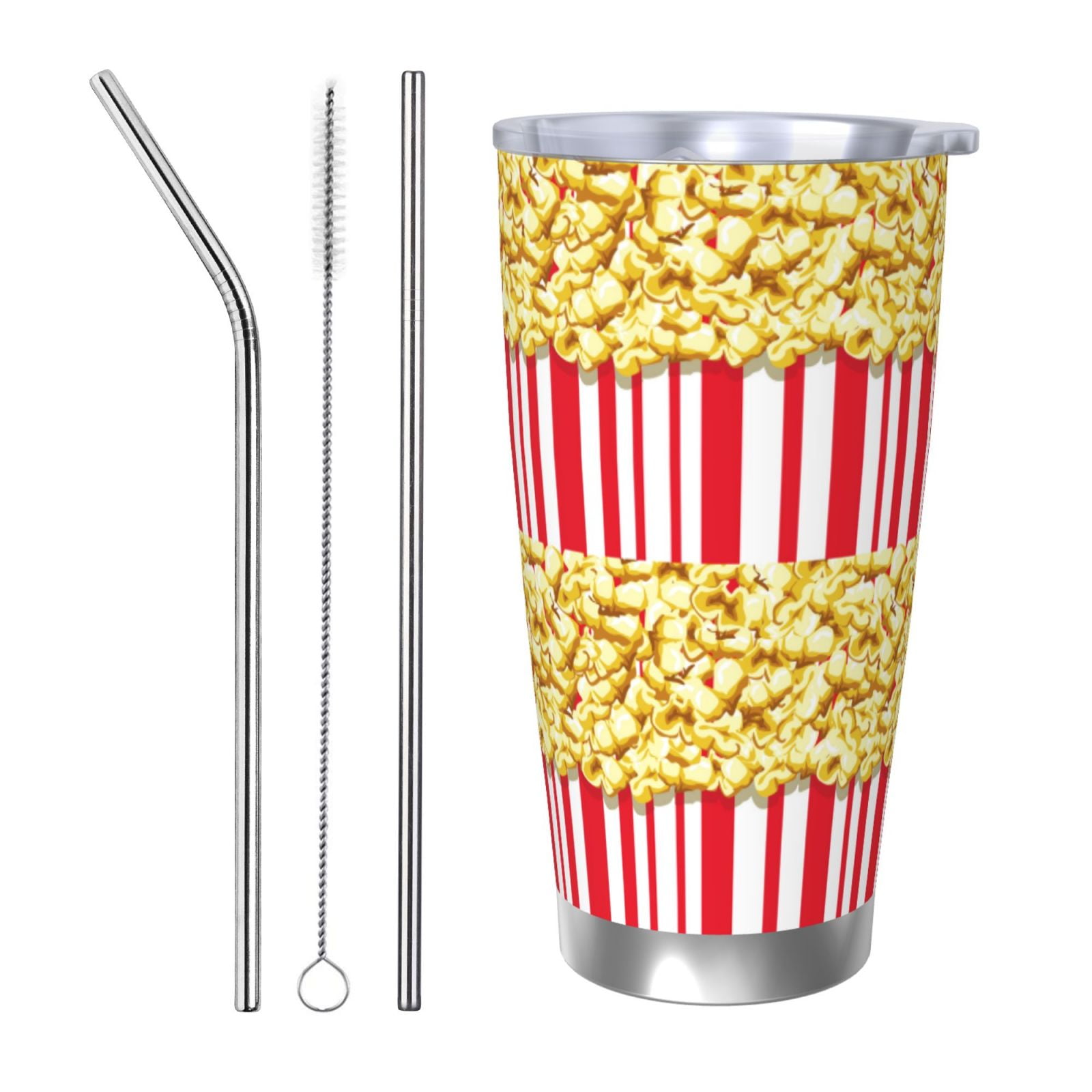 Daiia Popcorn Printed 20oz Insulated Coffee Cup with Straw Topper ...