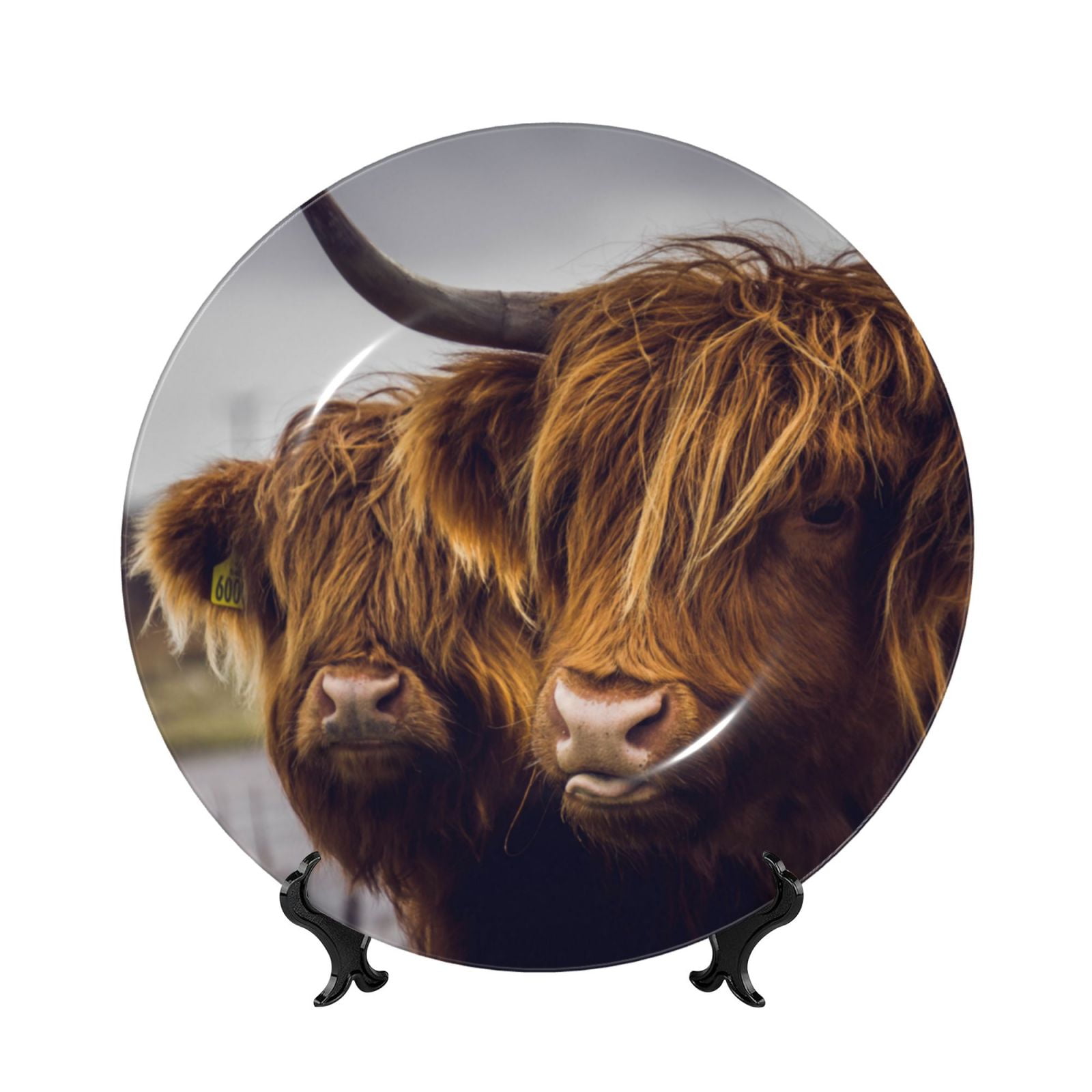 Daiia Portrait Of Cow With Its Baby Cow Printed Pattern Ceramic Plate ...