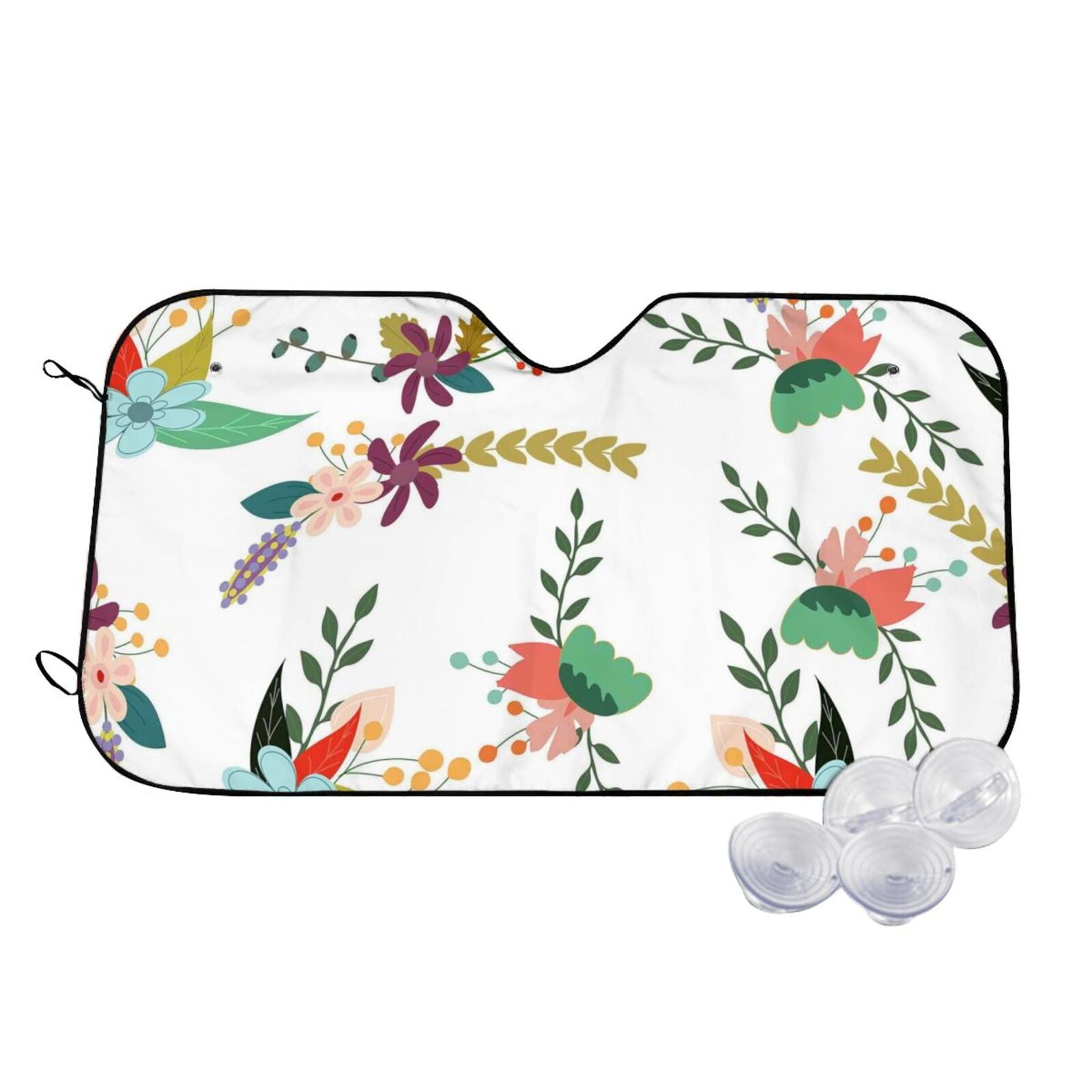 Daiia Pretty Floral With Leaves Windshield Sun Shade for Car SUV Truck ...