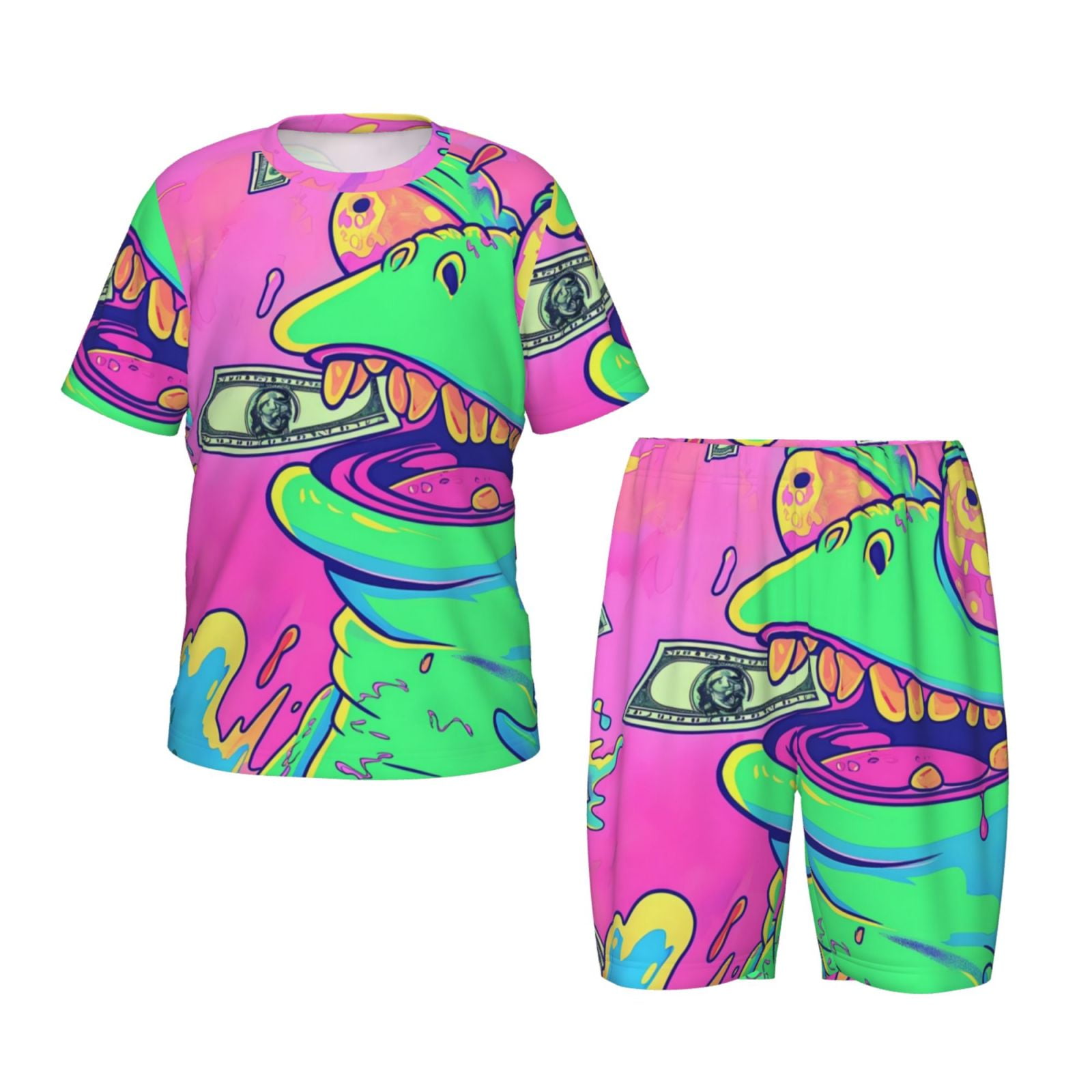Daiia Psychedelic Cartoon Frog Print Children’s Cotton Pajama Set ...
