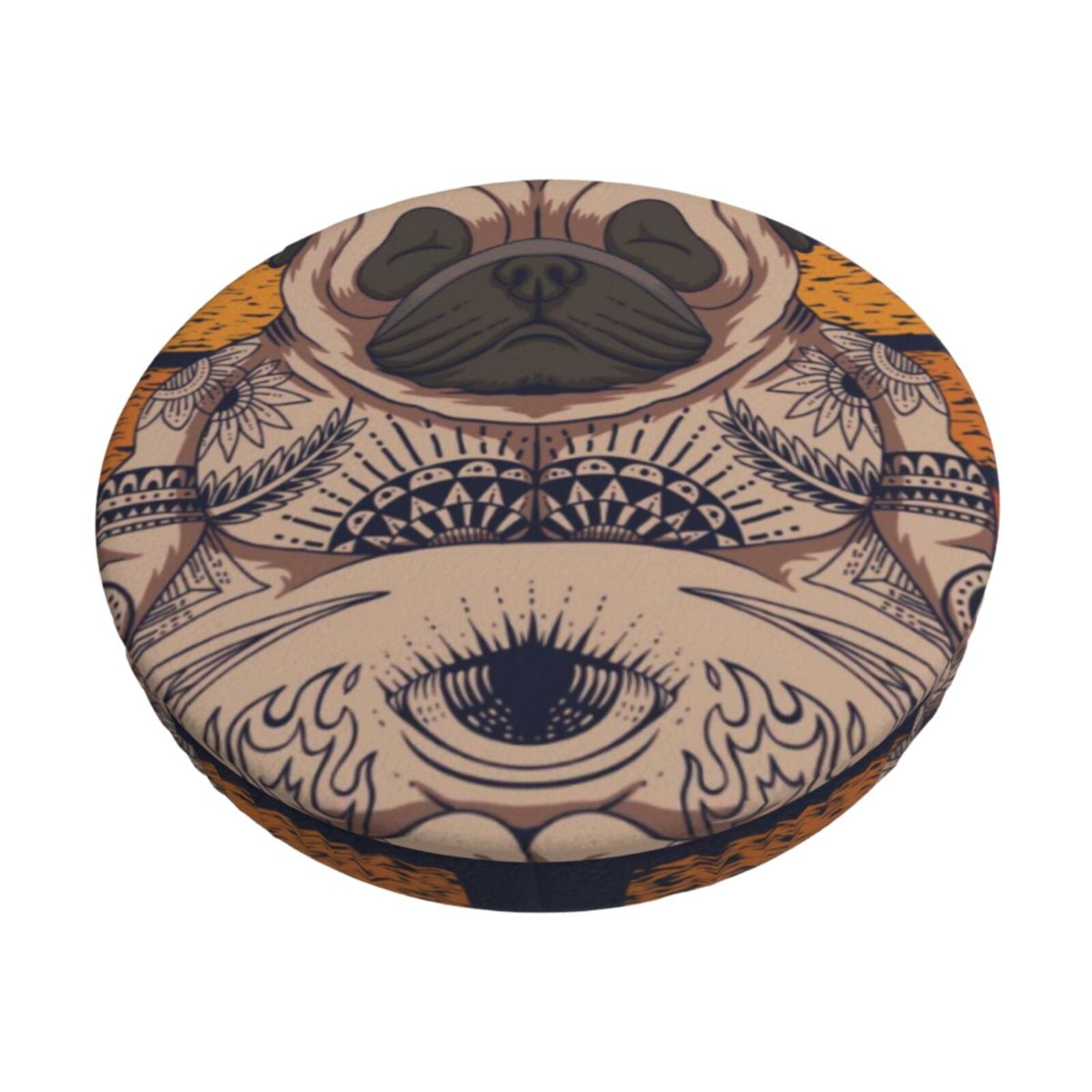 Daiia Pug dog Yoga Stool Covers Round,Round Bar Stool Covers Waterproof ...