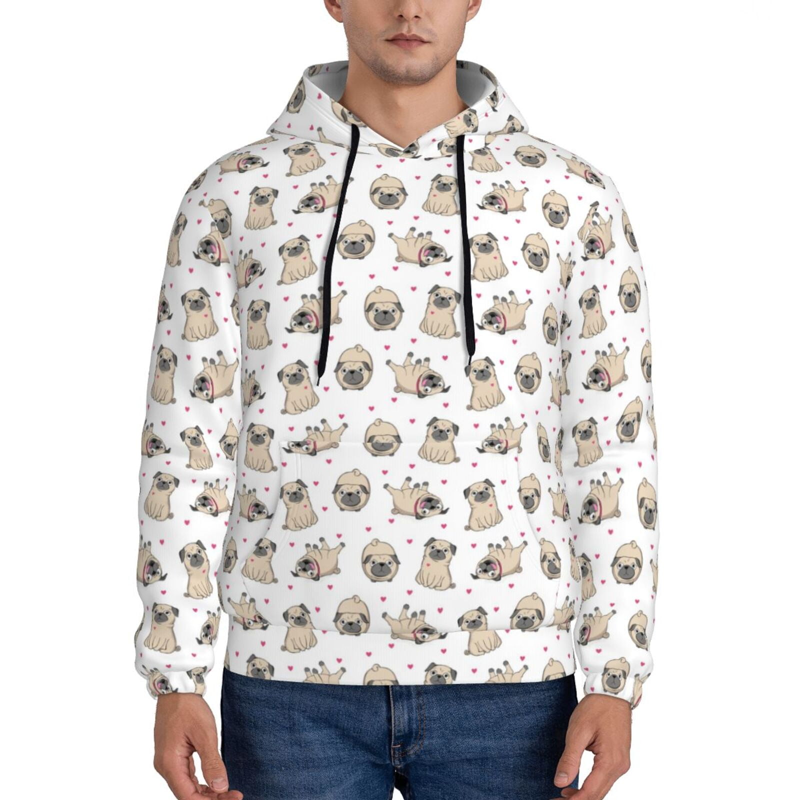 Daiia Pugs for Men's Fashion Hoodies & Sweatshirts with Kangaroo Pocket ...