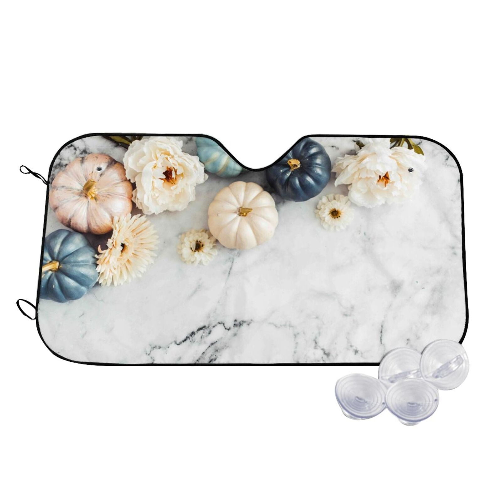 Daiia Pumpkin And White Marble Windshield Sun Shade for Car SUV Truck ...
