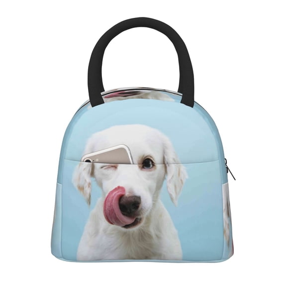 Daiia Puppy Licks Nose Pattern Lunch Bag , Insulated Lunch Box, Small ...
