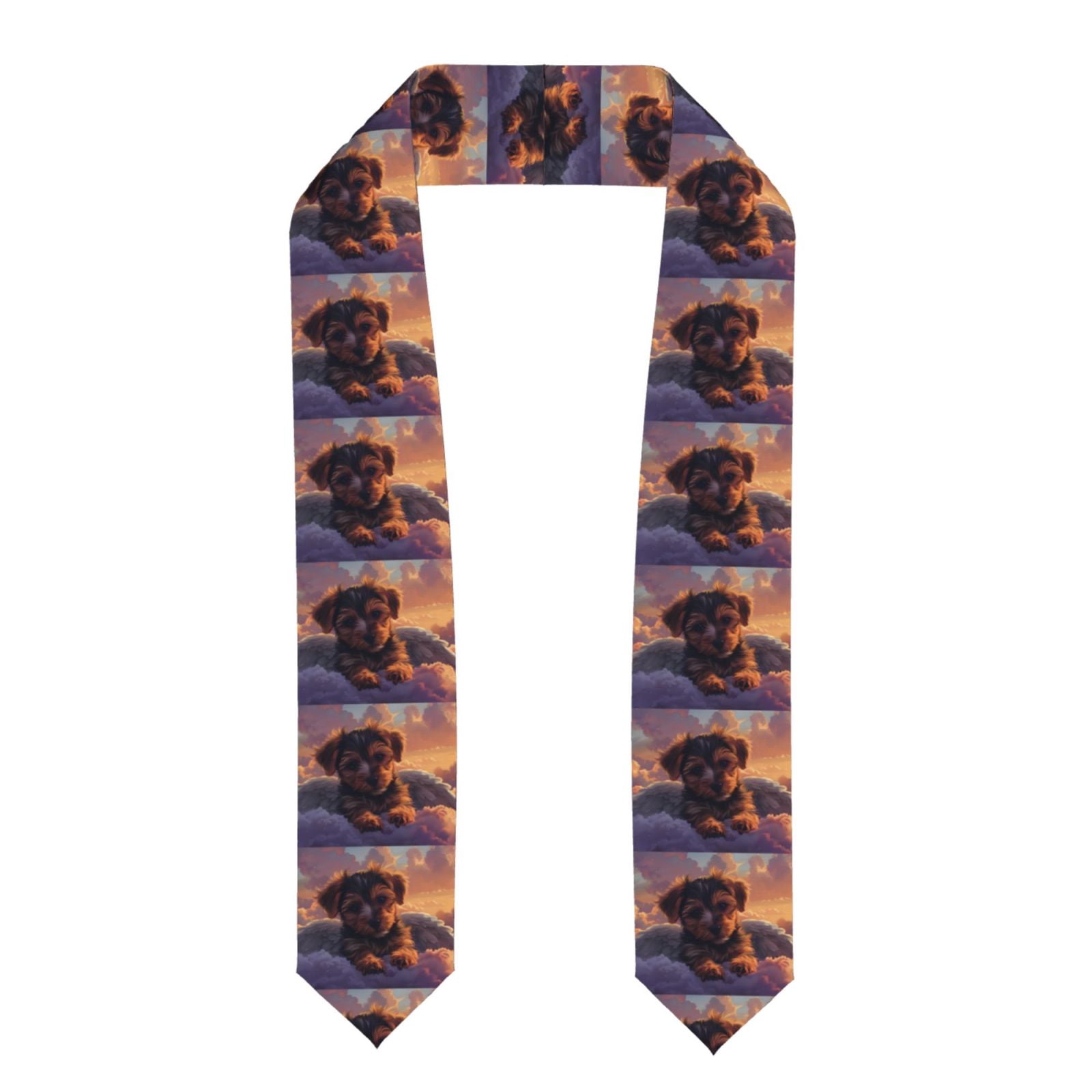 Daiia Puppy Lying On A Cloud Pattern Graduation Shawl Stole – Satin ...