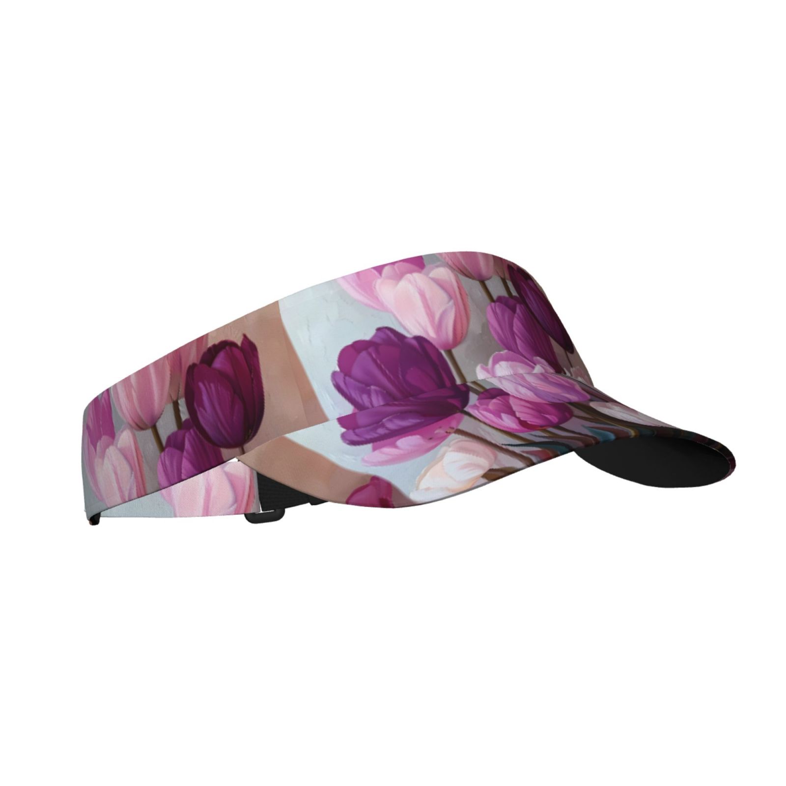 Daiia Purple And Pink Tulip Bouquet Pattern Sport Sun Visor Hats Visor ...