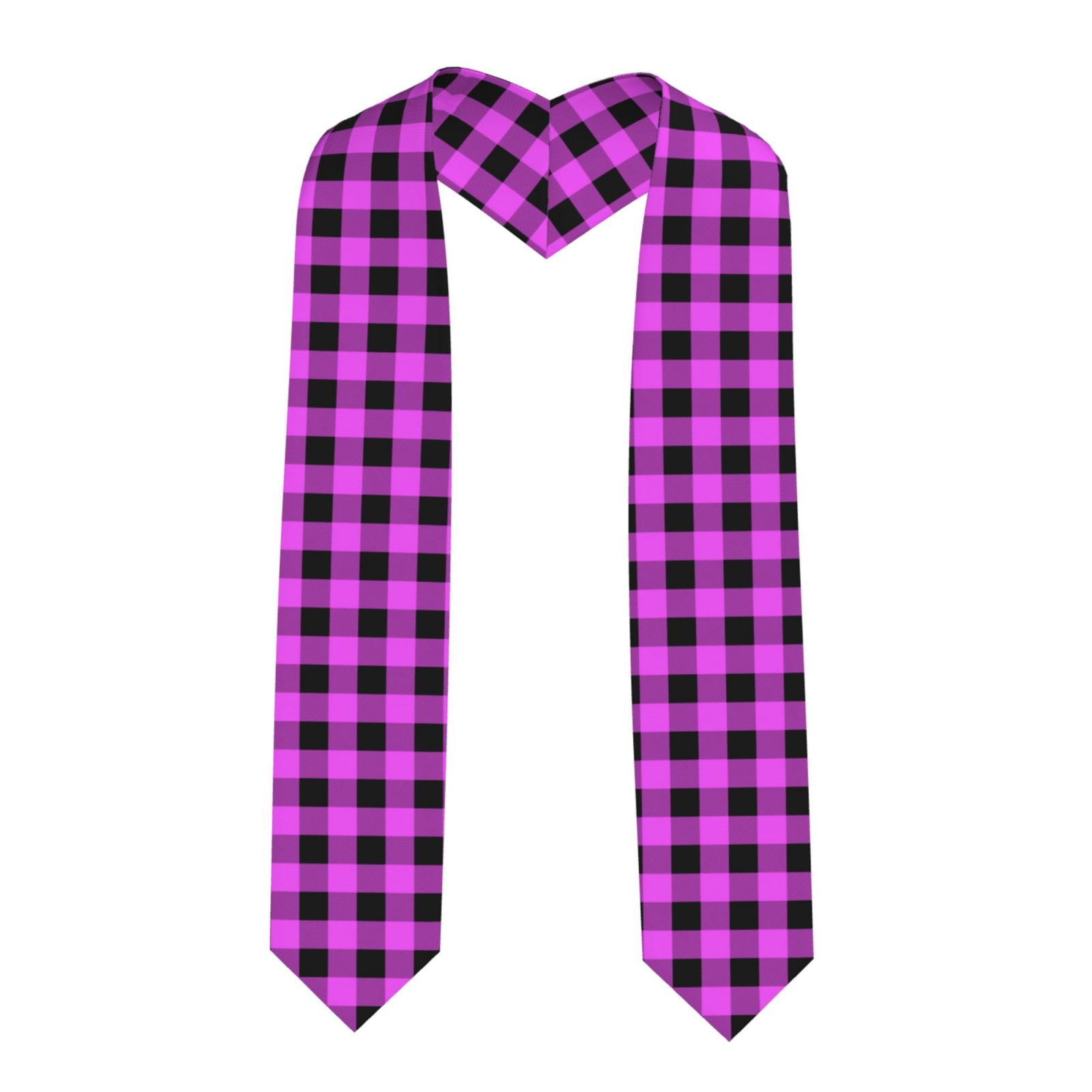 Daiia Purple Black Buffalo Plaid Pattern Graduation Shawl Stole – Satin ...