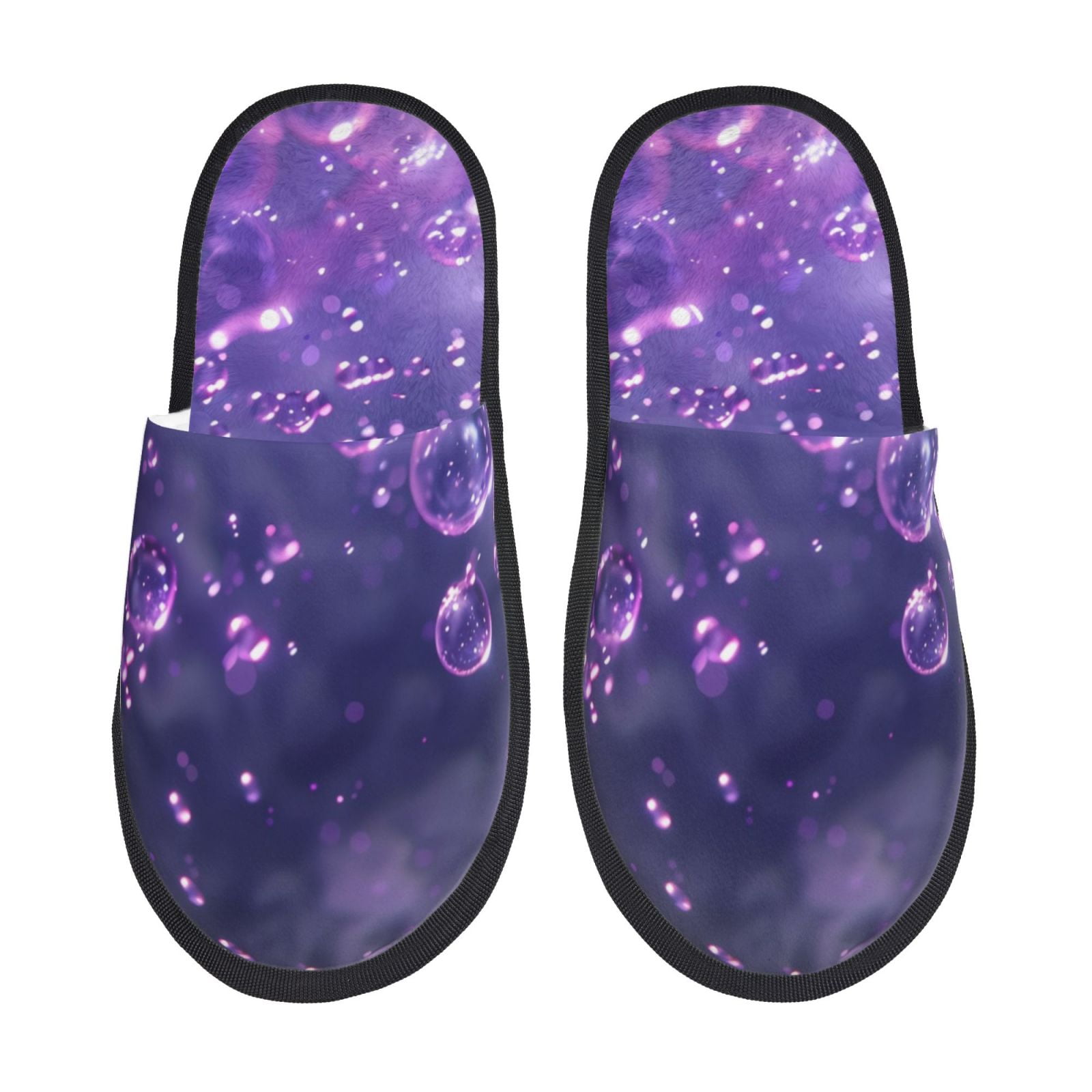 Daiia Purple Bubble Abstract Art Pattern Furry Slippers for Women and ...
