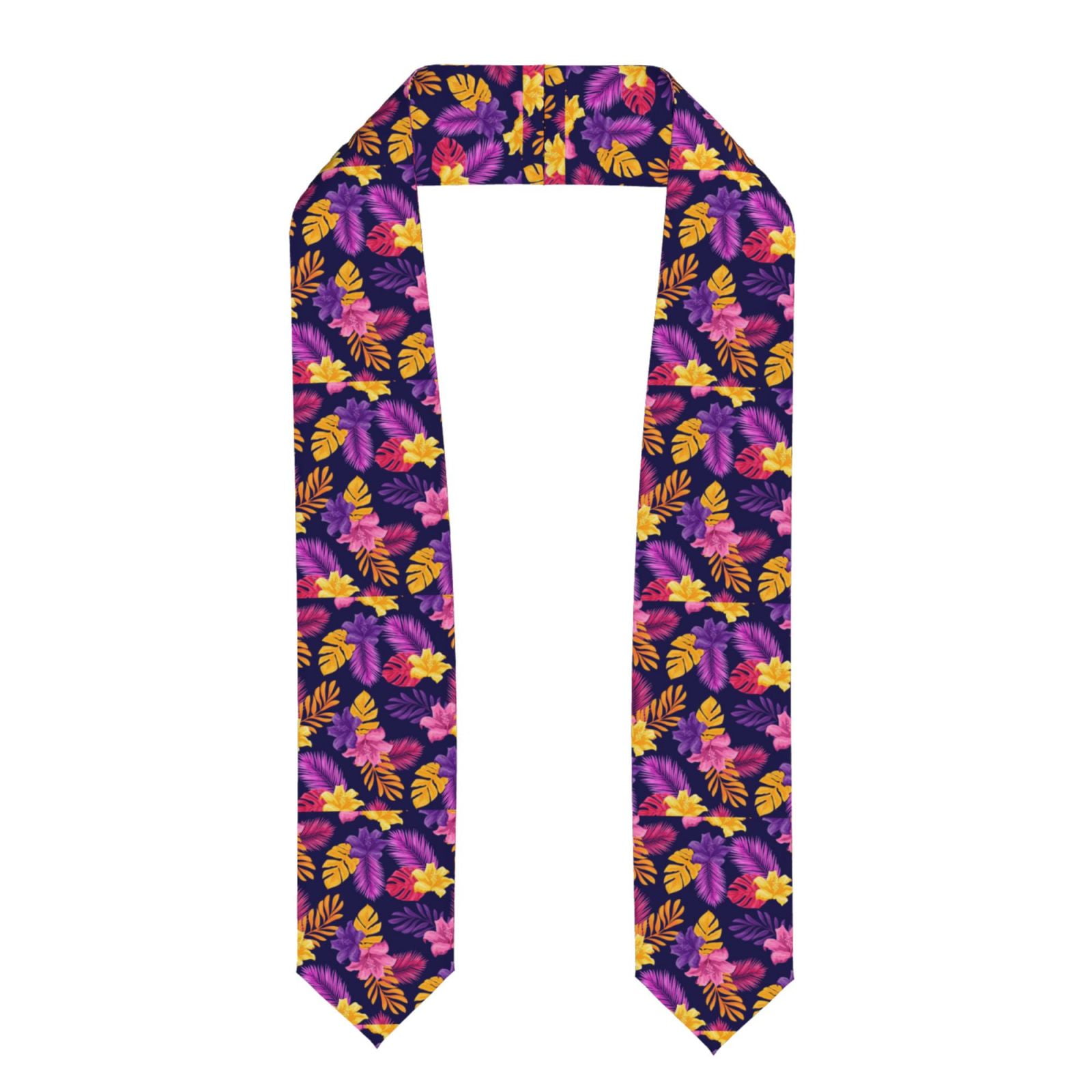 Daiia Purple Flower Pattern Graduation Shawl Stole – Satin Graduation ...