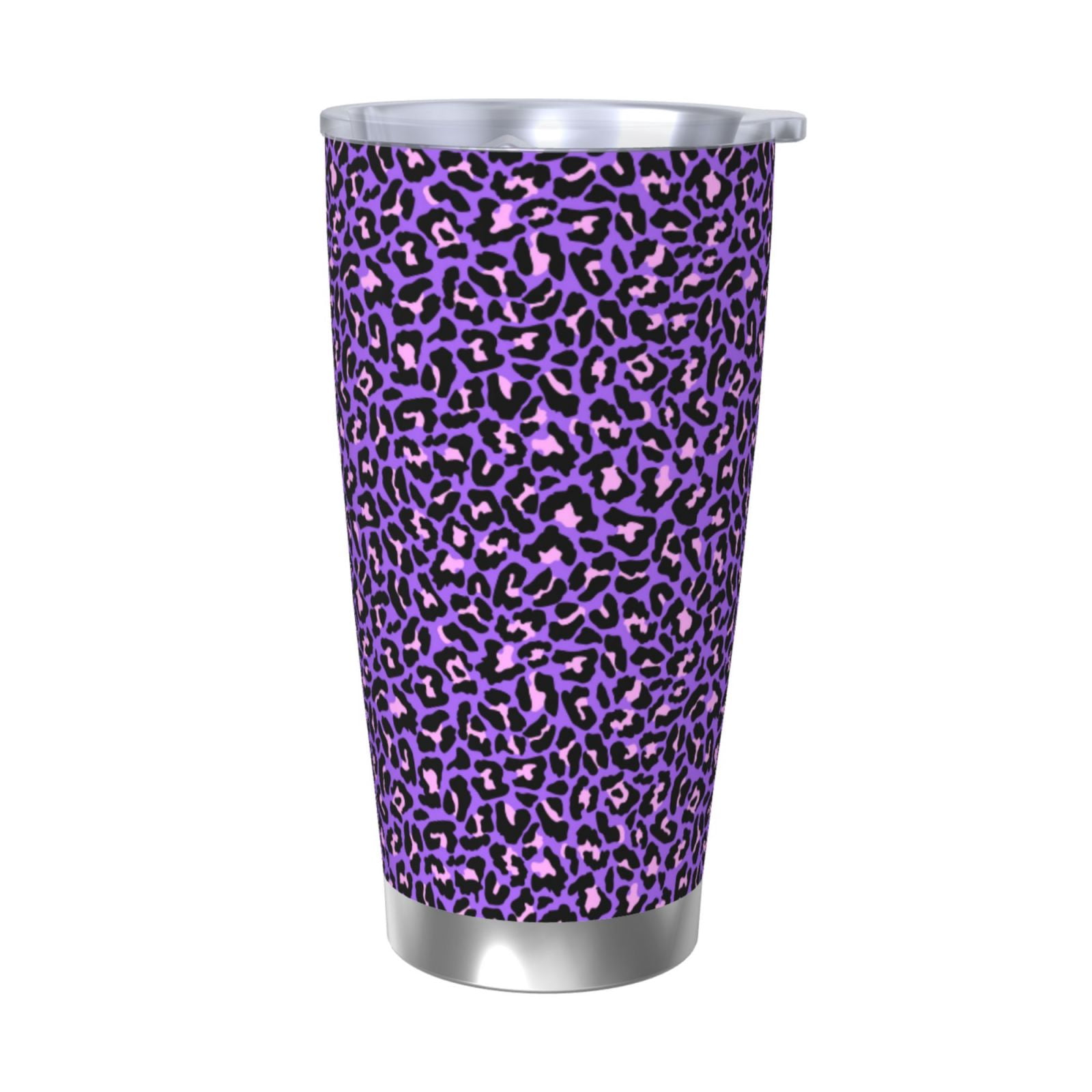 Daiia Purple Leopard Printed 20oz Insulated Coffee Cup with Straw ...