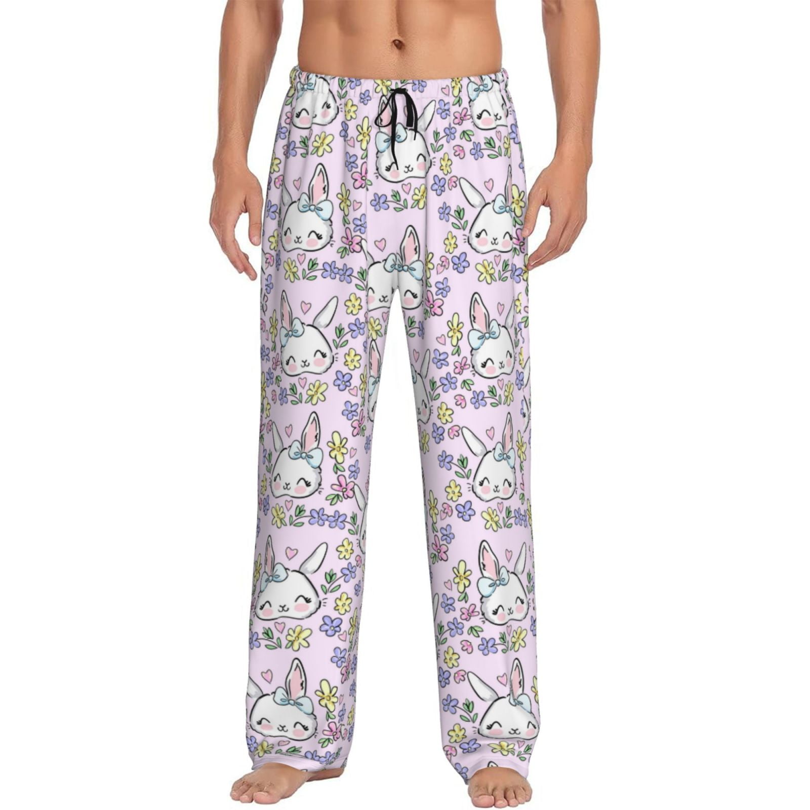 Daiia Purple Rabbit Men's Sleep Pant with Pockets and Drawstring,Pajama ...