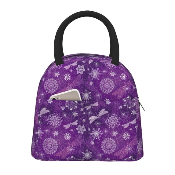 Daiia Purple Snowflakes Pattern Lunch Bag , Insulated Lunch Box, Small ...