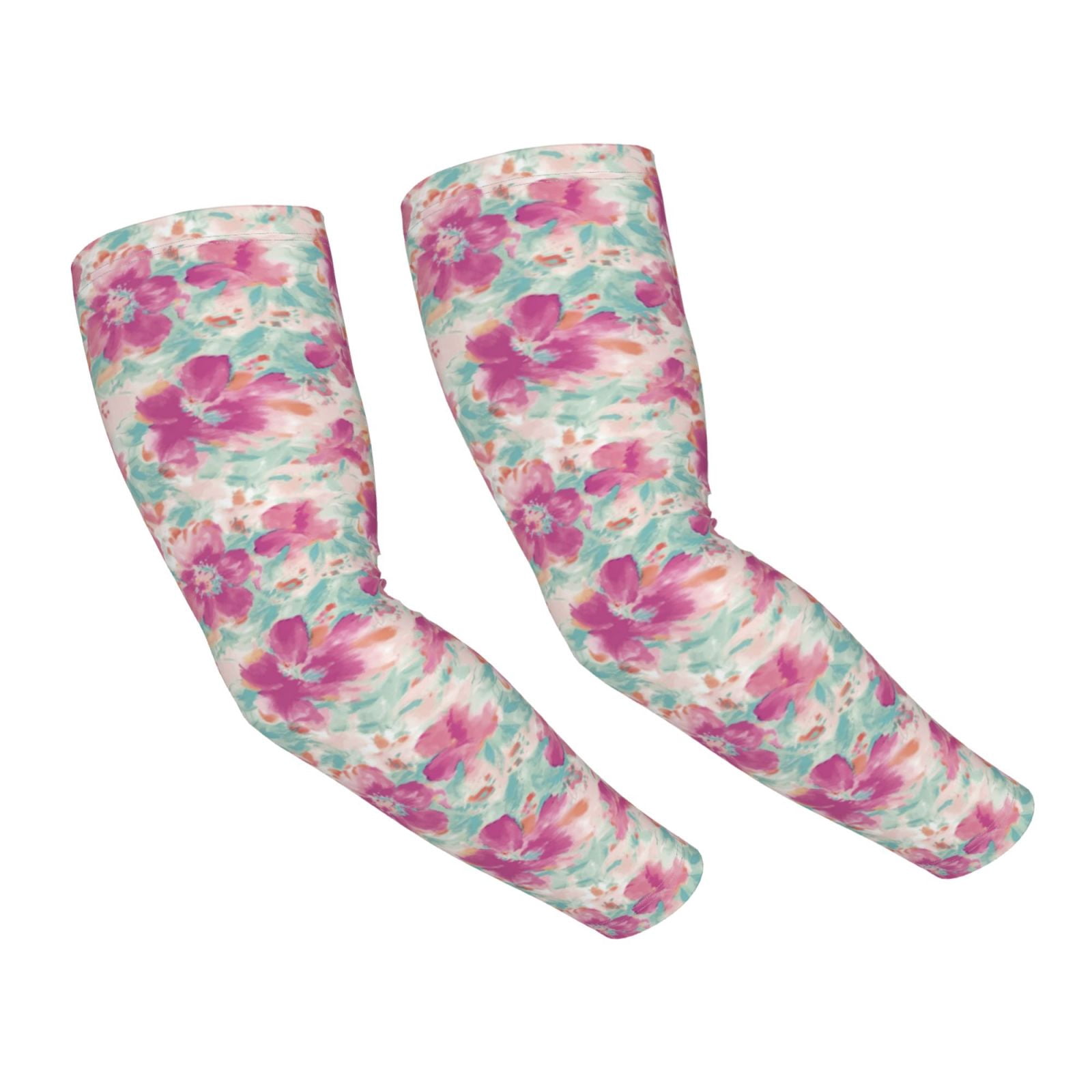 Daiia Purple Watercolor Flowers UV Sun Protection Arm Sleeves - Cooling ...