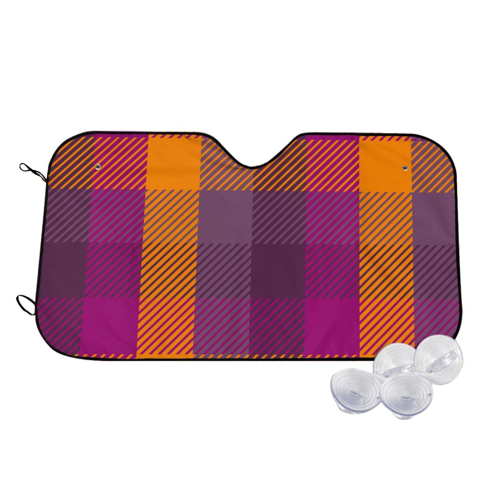 Daiia Purple Yellow Buffalo Plaid Windshield Sun Shade for Car SUV ...