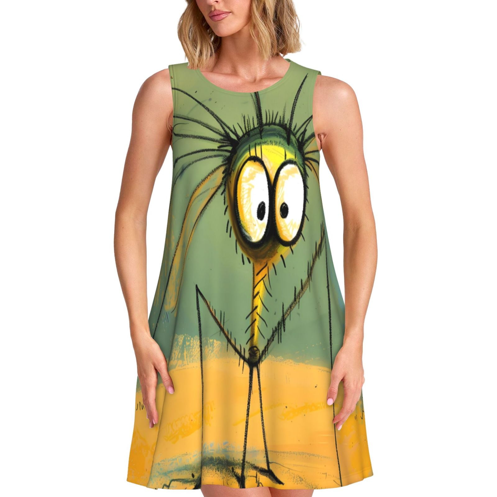 Daiia Quirky Cartoon 123 Print Women's Dresses 2025 Trendy Short sleeve ...