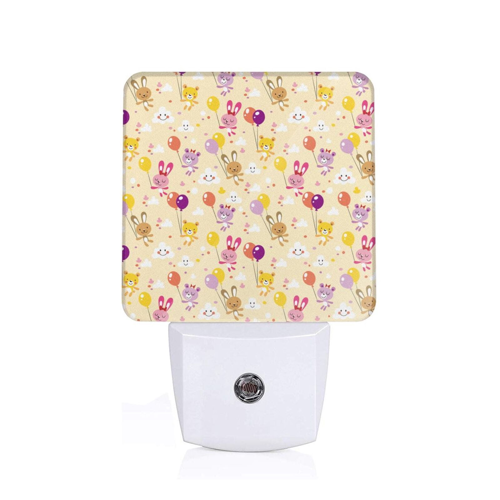 Daiia Rabbit And Balloon Pattern Plug-in LED Backlit Night Light with Motion Sensor & Dusk to ...