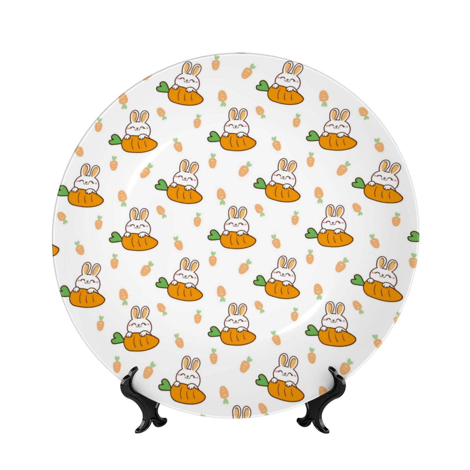 Daiia Rabbit And Carrot Printed Pattern Ceramic Plate Dinner Plates ...