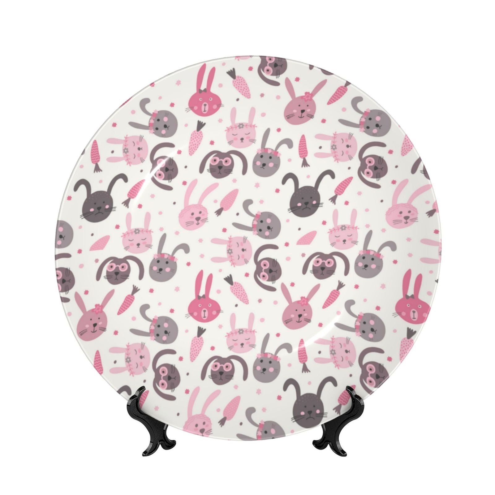 Daiia Rabbit And Carrot Printed Pattern Ceramic Plate Dinner Plates ...