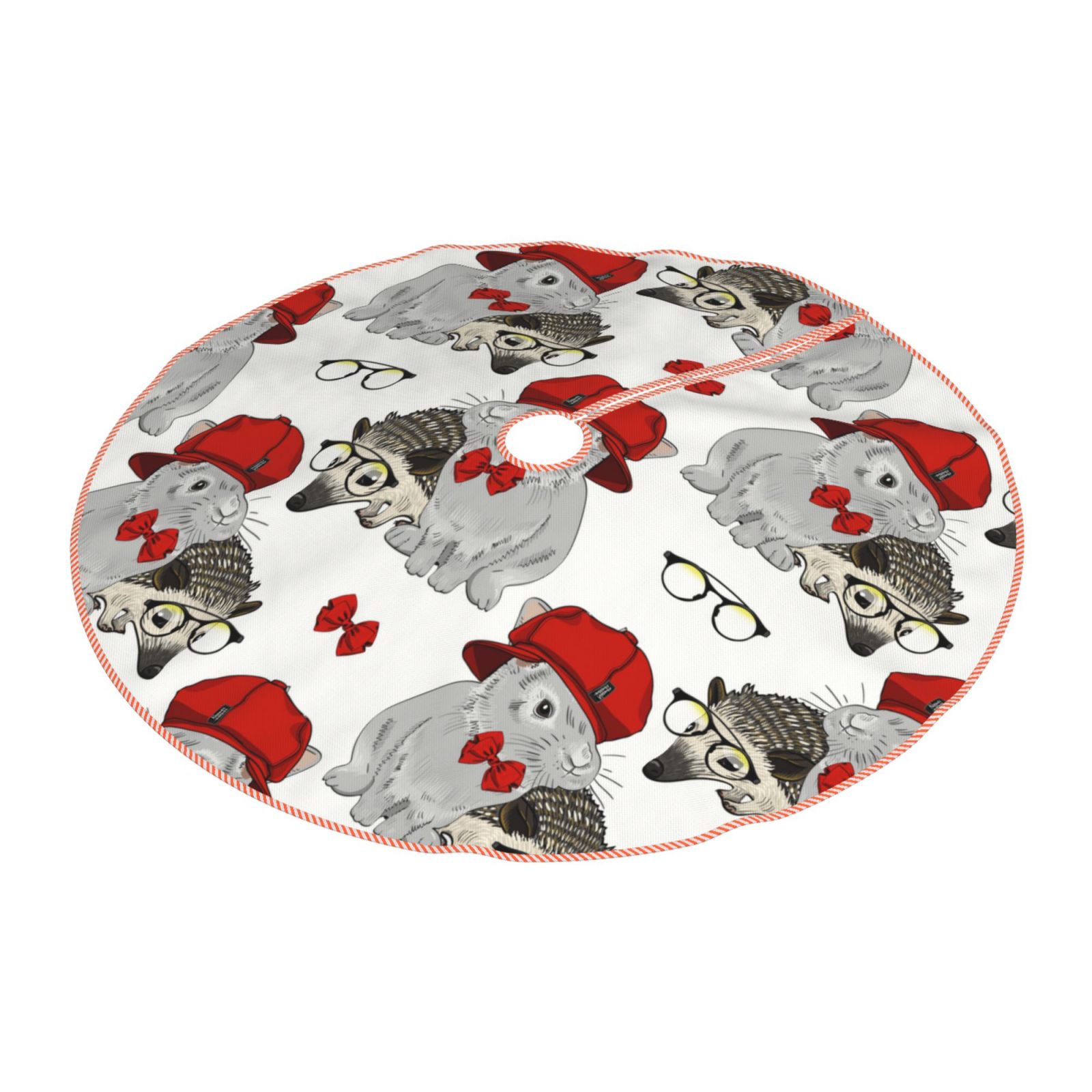 Daiia Rabbit And Hedgehog Drawing Merry Christmas Tree Skirt , Xmas ...